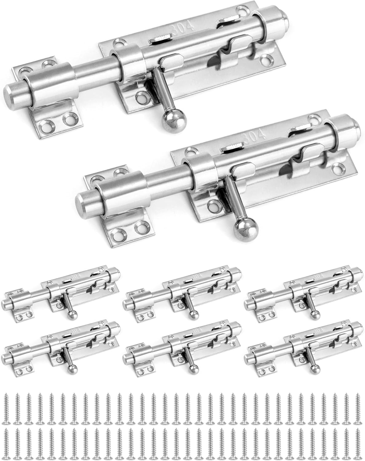 Sliding Bolt Gate Latch, 8 Pack 6.3" Heavy Duty 304 Stainless Steel ...