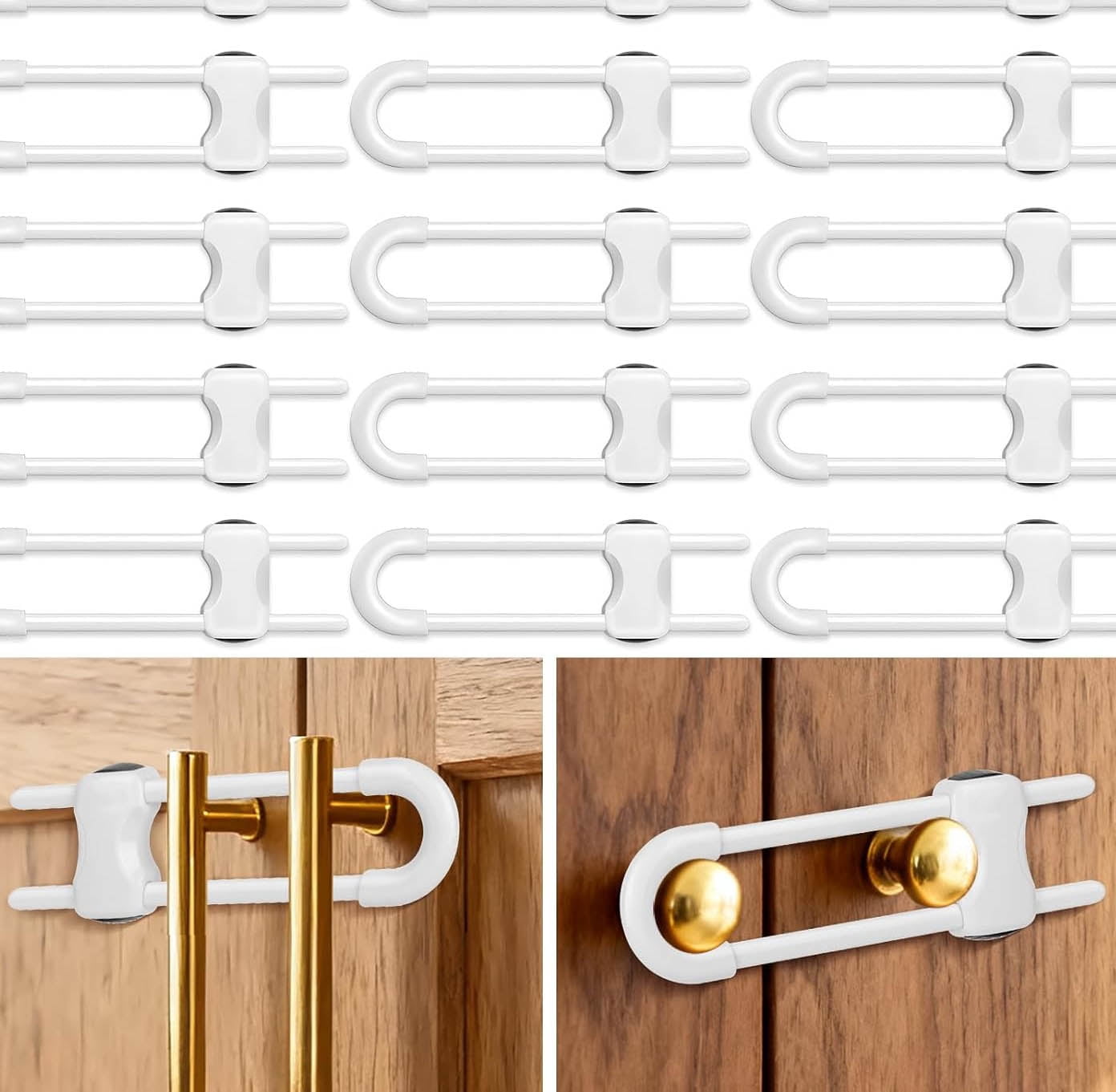 Sliding Cabinet Latches, U Shaped Cabinet Door Locks, No Drilling Tool ...