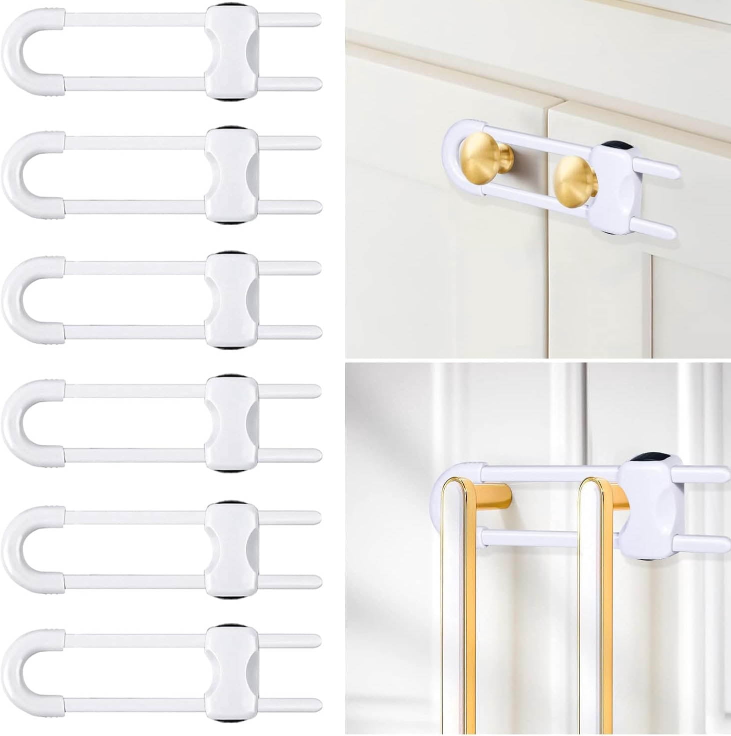 Sliding Cabinet Locks, U-Shaped Safety Latches Adjustable for Handles ...