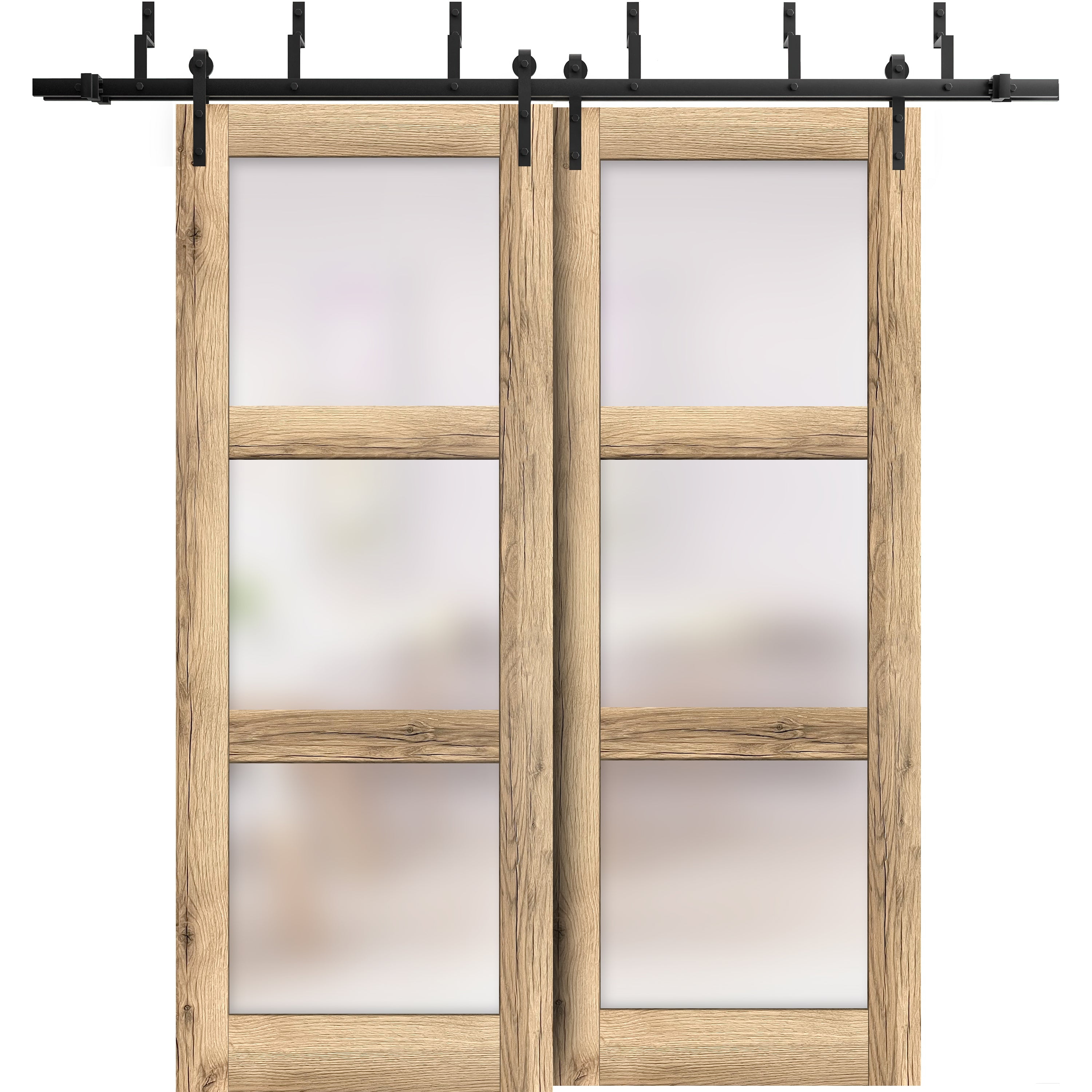 Sliding Closet Barn Bypass Doors 56 x 80 inches | Lucia 2552 Oak ...