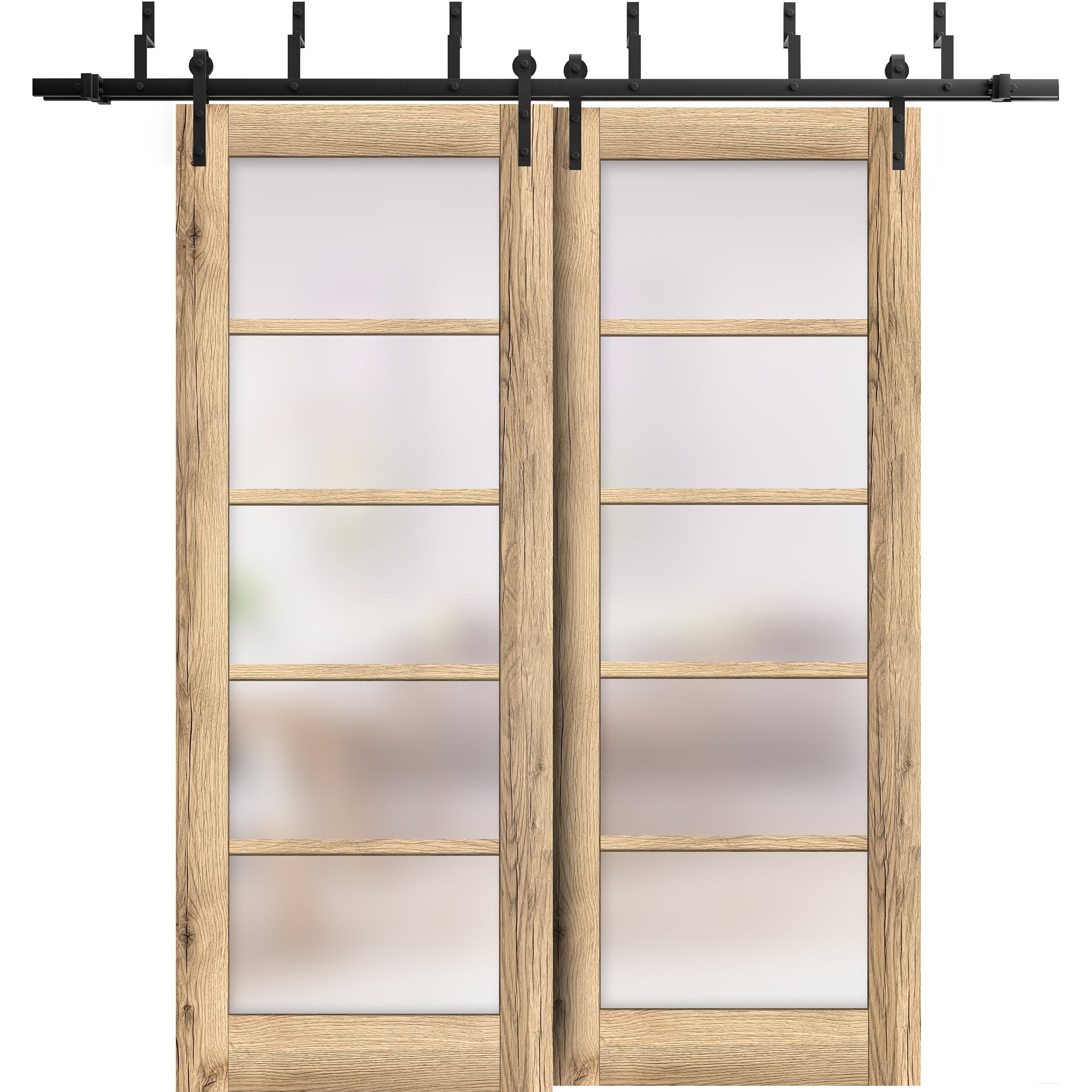 Sliding Closet Barn Bypass Doors 64 x 80 inches | Quadro 4002 Oak ...