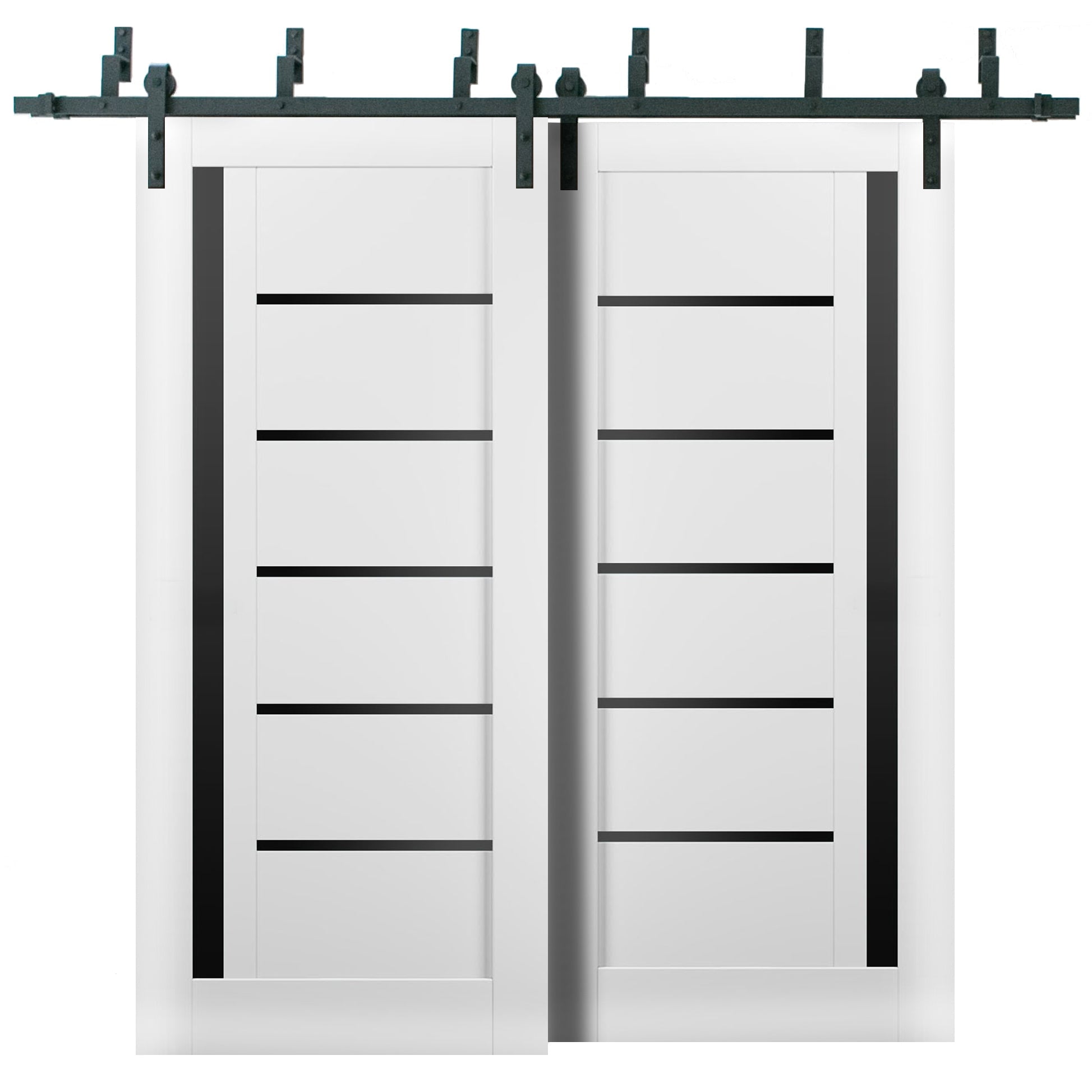 Sliding Closet Barn Bypass Doors | Quadro 4588 White Silk with Black ...