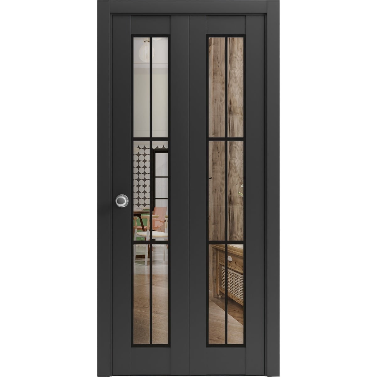 Sliding Closet Bi-fold Doors 84 x 96 inches | Lucia 2366 Matte Black ...