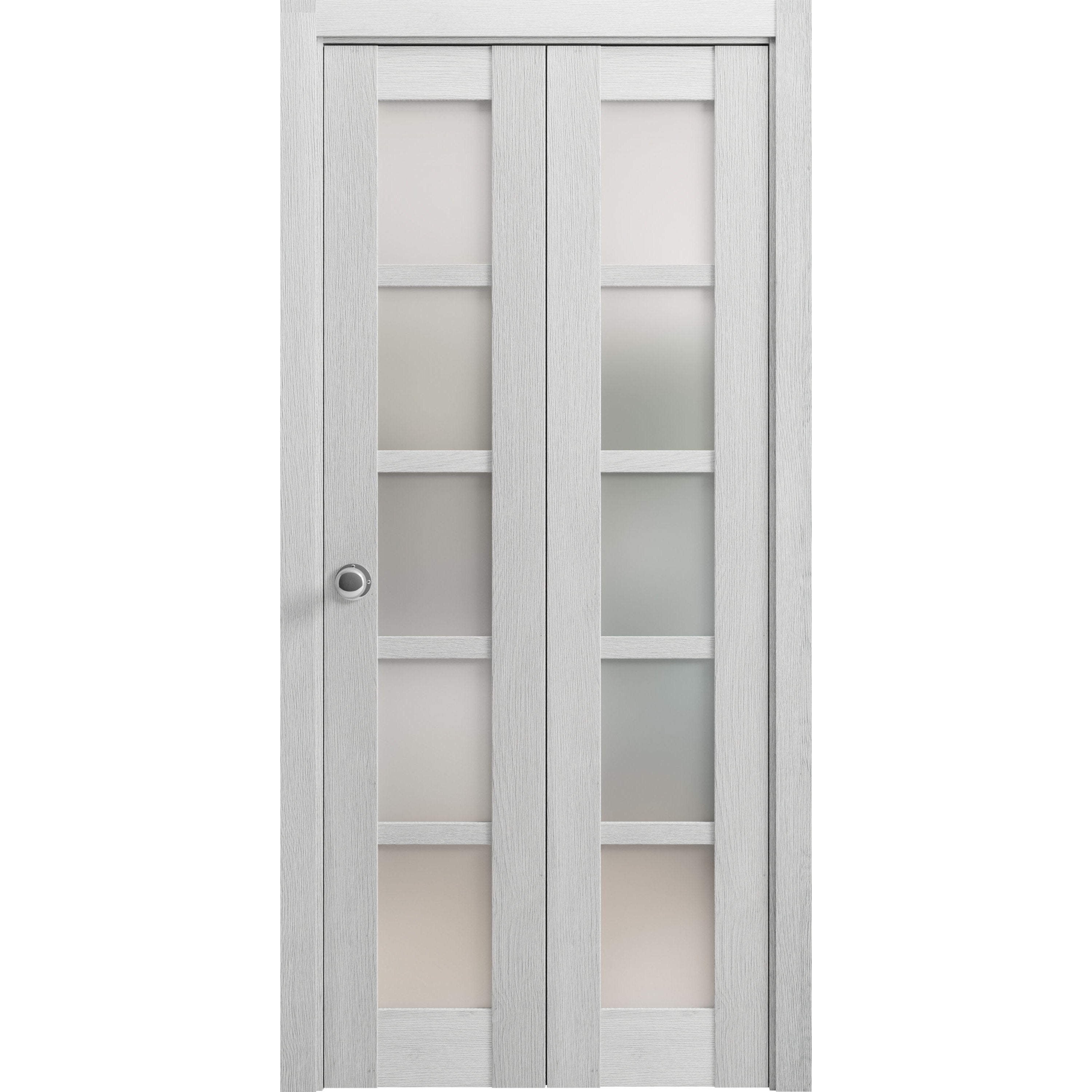 Sliding Closet Bi-fold Doors | Quadro 4002 Light Grey Oak with Frosted ...