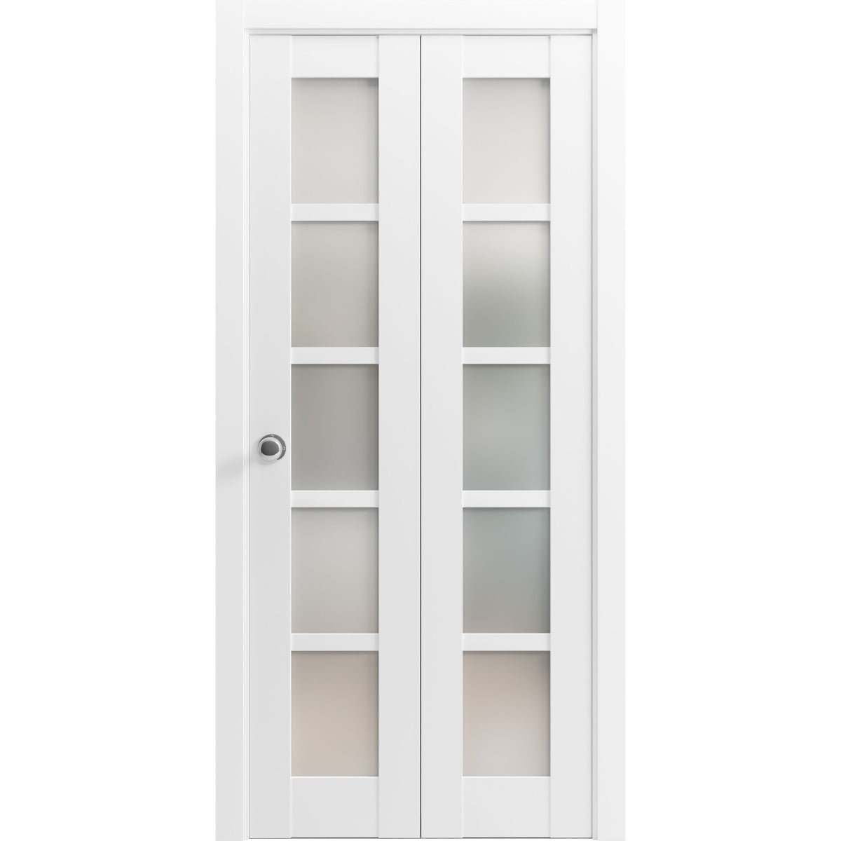 Sliding Closet Bi-fold Doors | Quadro 4002 White Silk with Frosted ...