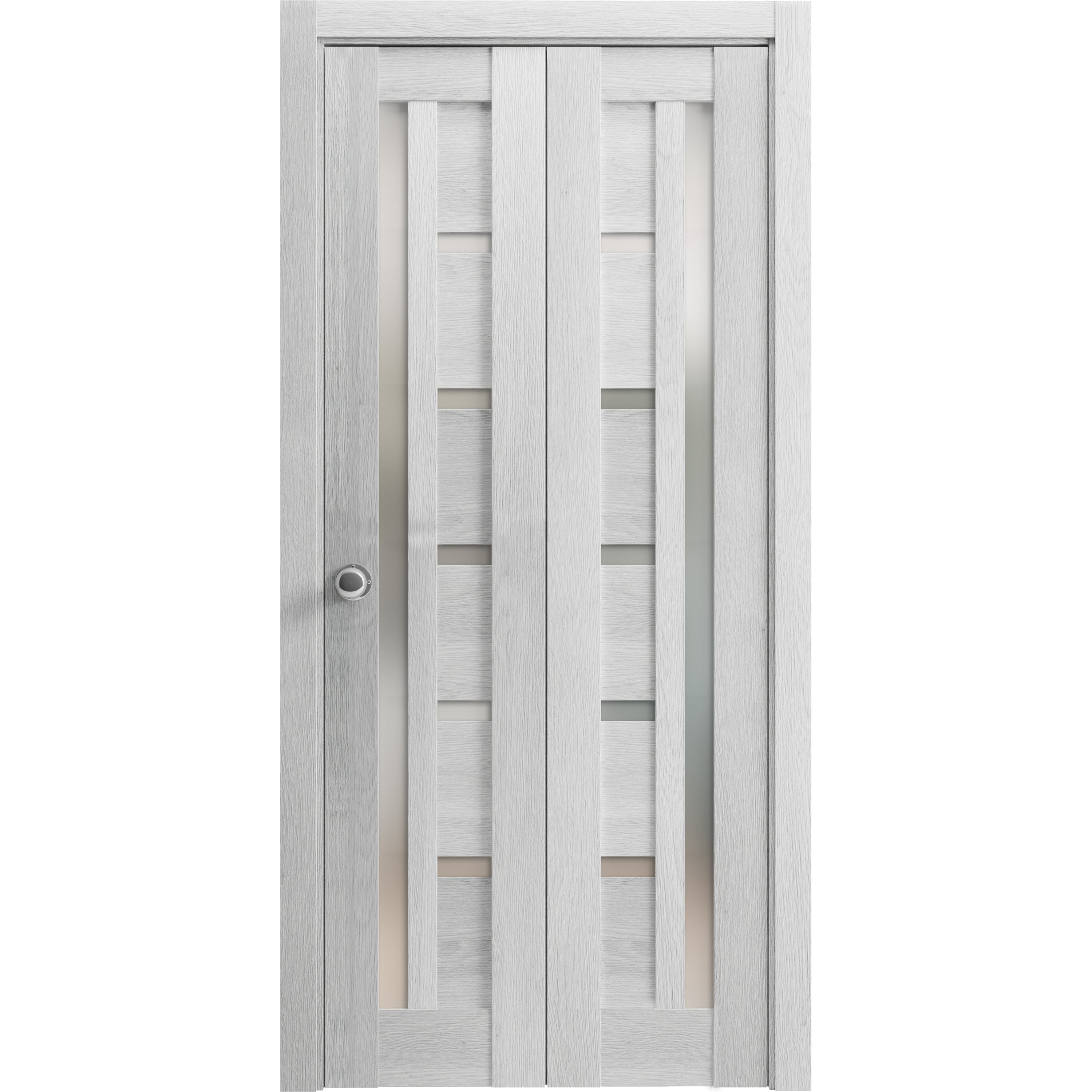 Sliding Closet Bi-fold Doors | Quadro 4088 Light Grey Oak with Frosted ...