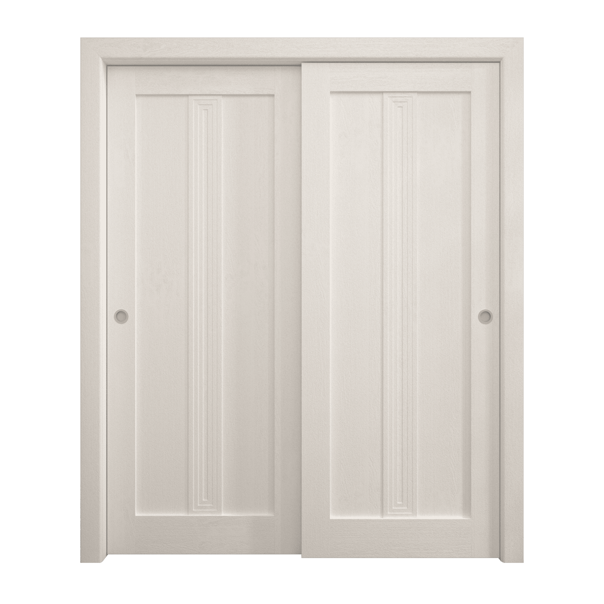 Sliding Closet Bypass Doors 60 x 80 inches Ego 5006 Painted White Oak Rails Hardware Set Wood Solid Bedroom Wardrobe Doors