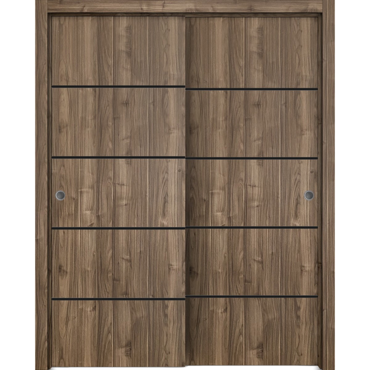 Sliding Closet Bypass Doors 64 x 80 inches | Planum 0015 Walnut with ...