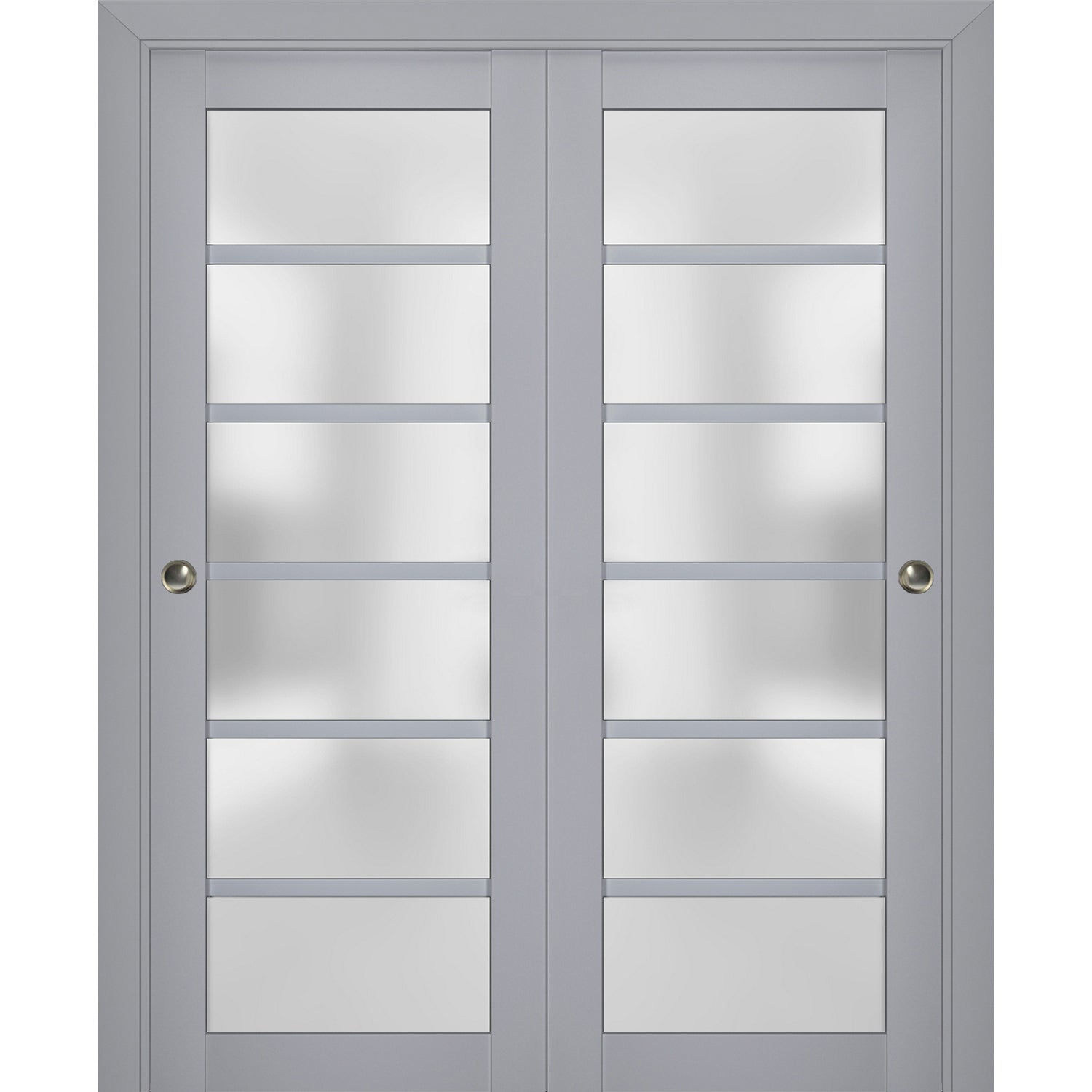 Sliding Closet Bypass Doors with Frosted Glass | Veregio 7602 Matte ...