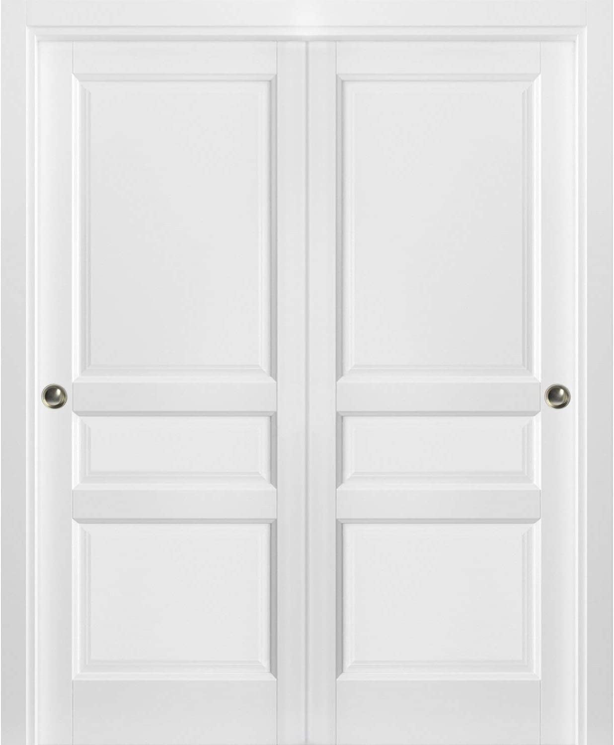 Sliding Closet Bypass Doors with hardware | Lucia 31 White Silk ...
