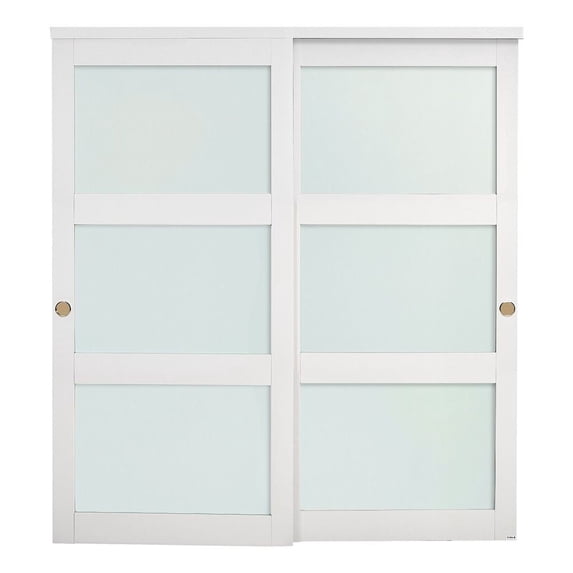 Sliding Closet Door, 72" (Double 37") x 80", 3-Lite Frosted Glass ...