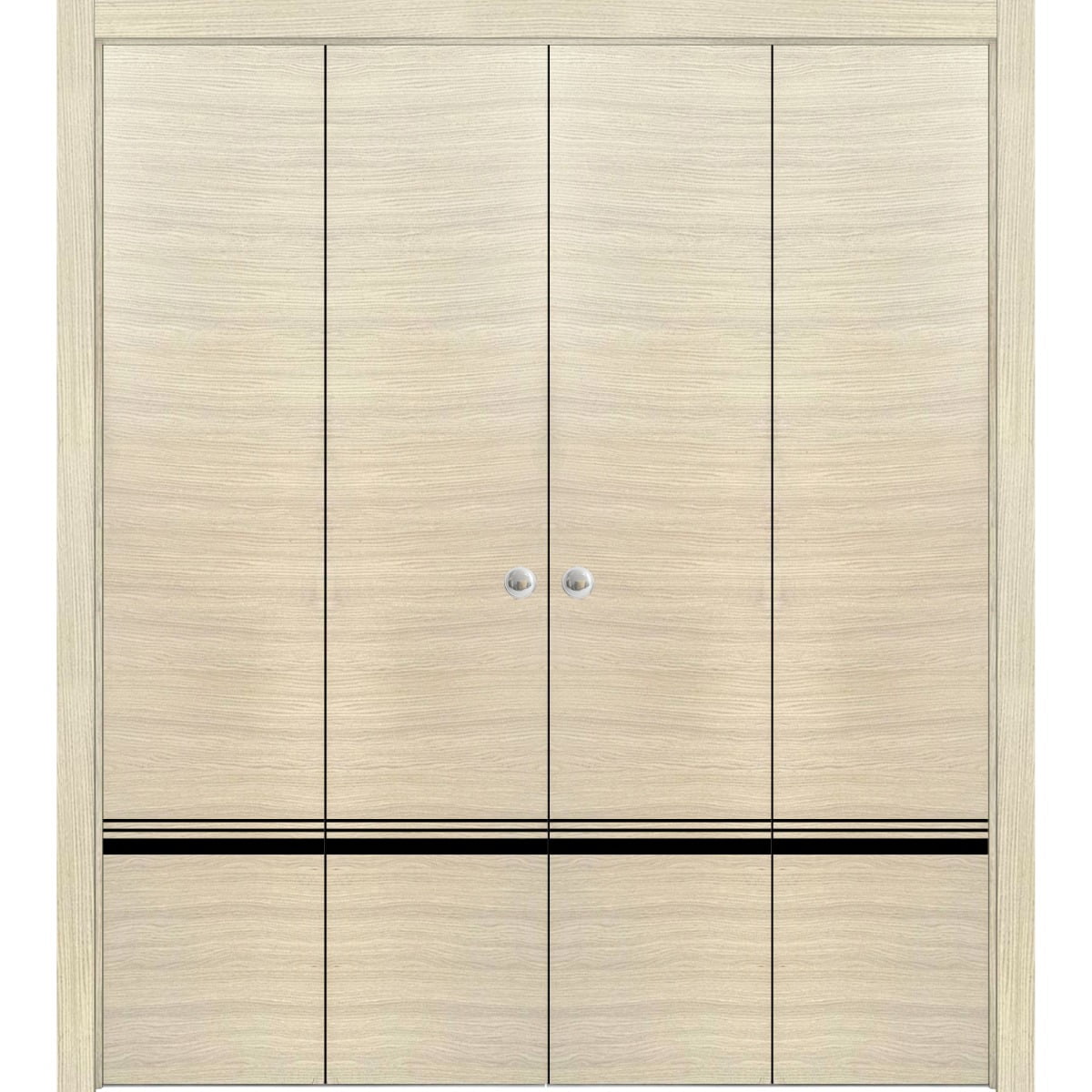 Sliding Closet Double Bi-fold Doors | Planum 0012 Natural Veneer with Frosted Glass | Sturdy ...