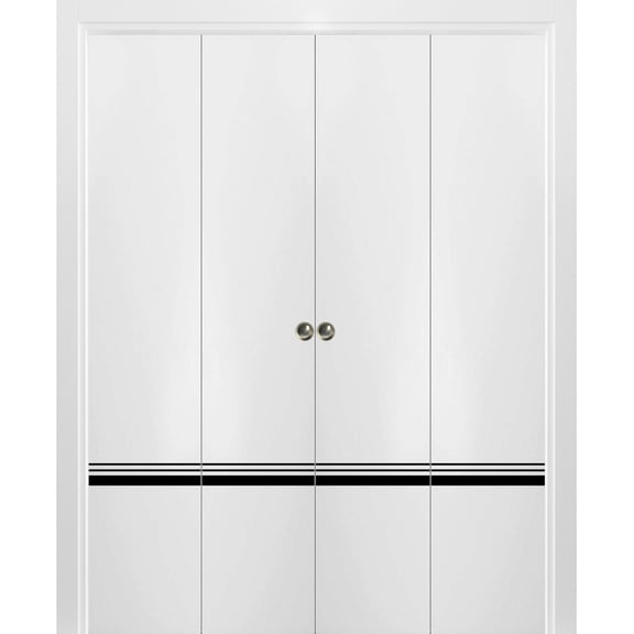 Sliding Closet Double Bi-fold Doors | Planum 2132 Matte Black Frosted ...