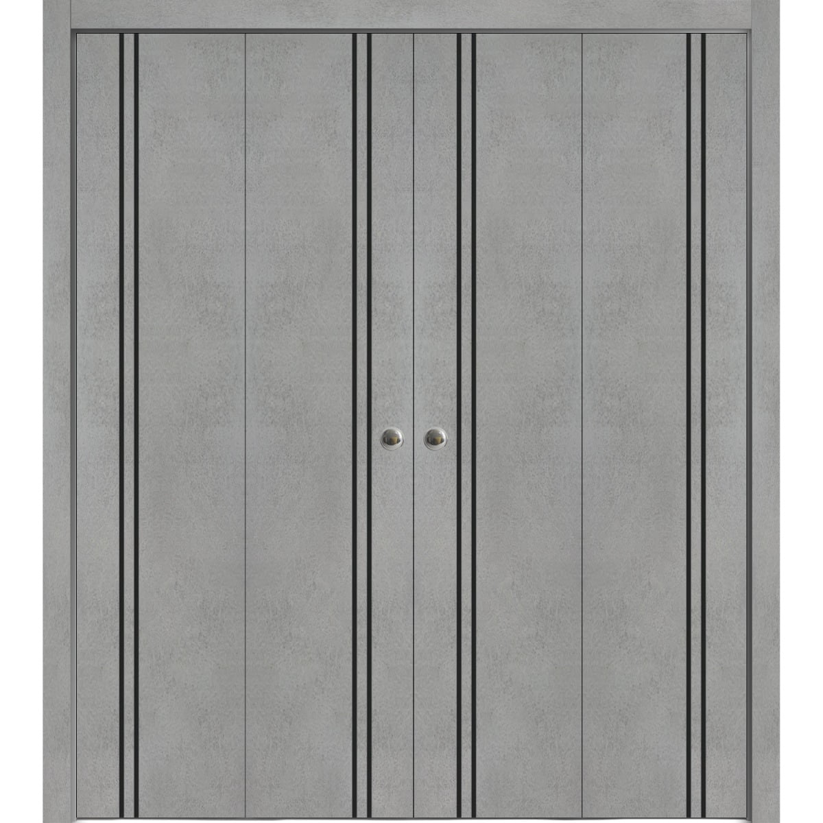 Sliding Closet Double Bi-fold Doors | Planum 0016 Concrete with Frosted ...