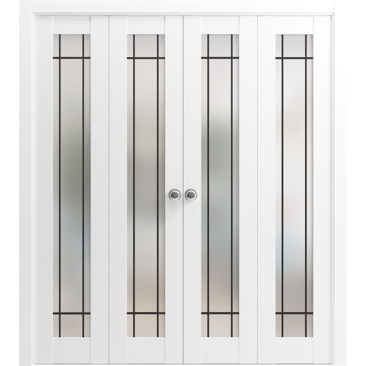 Sliding Closet Double Bi-fold Doors | Planum 2112 White Silk Frosted ...
