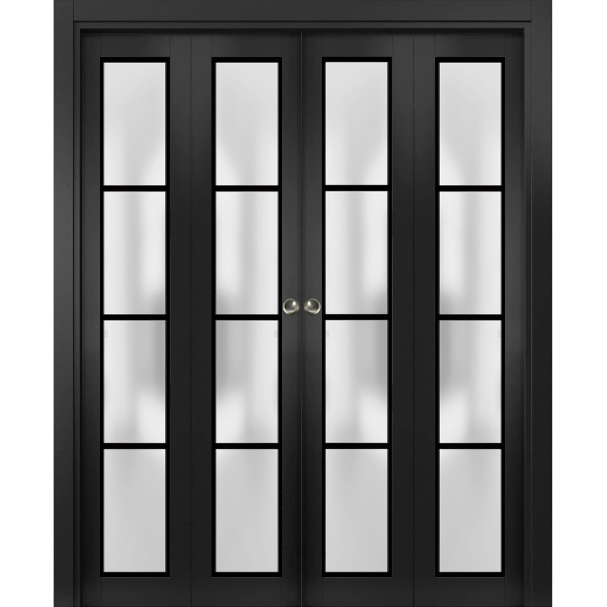 Sliding Closet Double Bi-fold Doors | Planum 2132 Matte Black Frosted ...