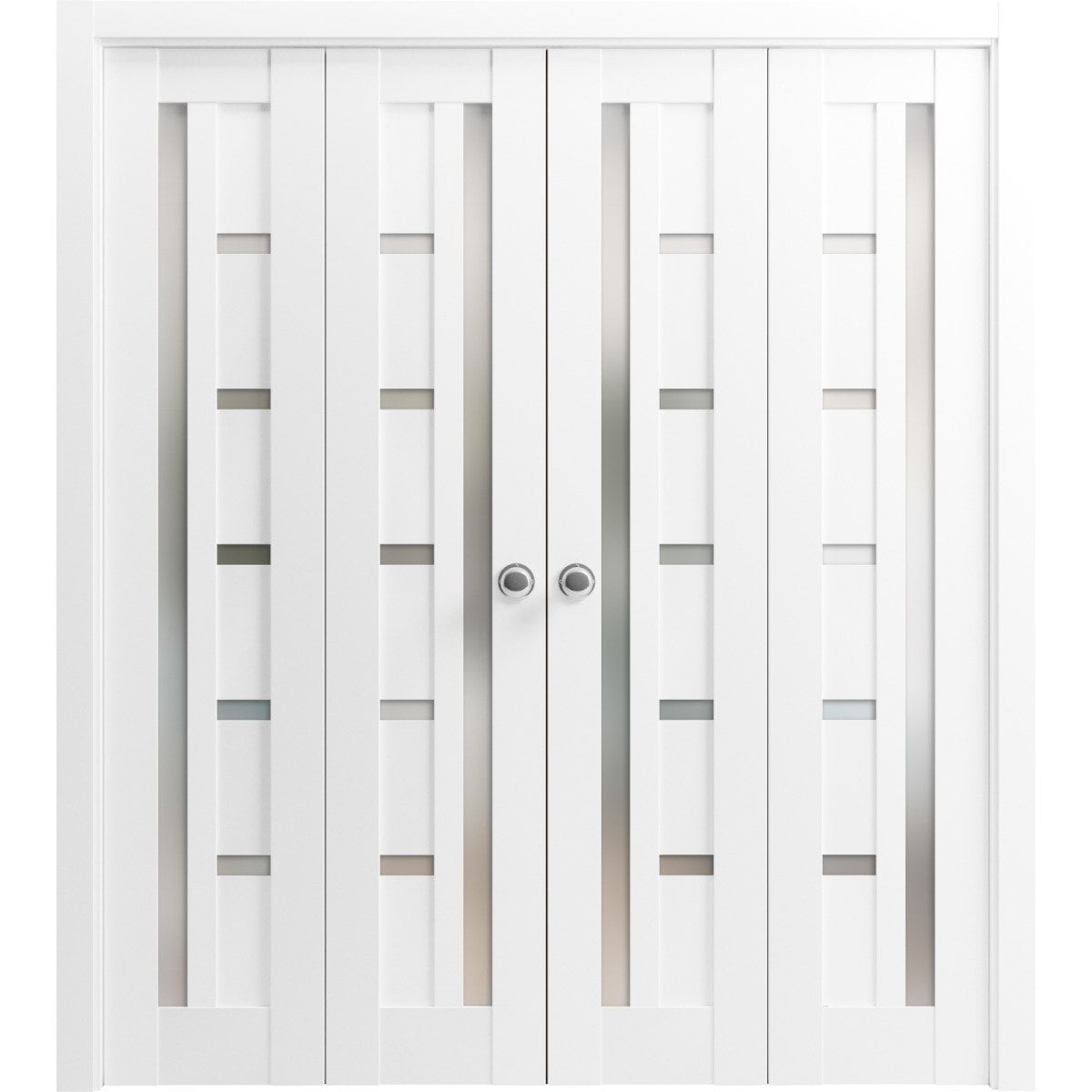 Sliding Closet Double Bi-fold Doors | Quadro 4088 White Silk with ...