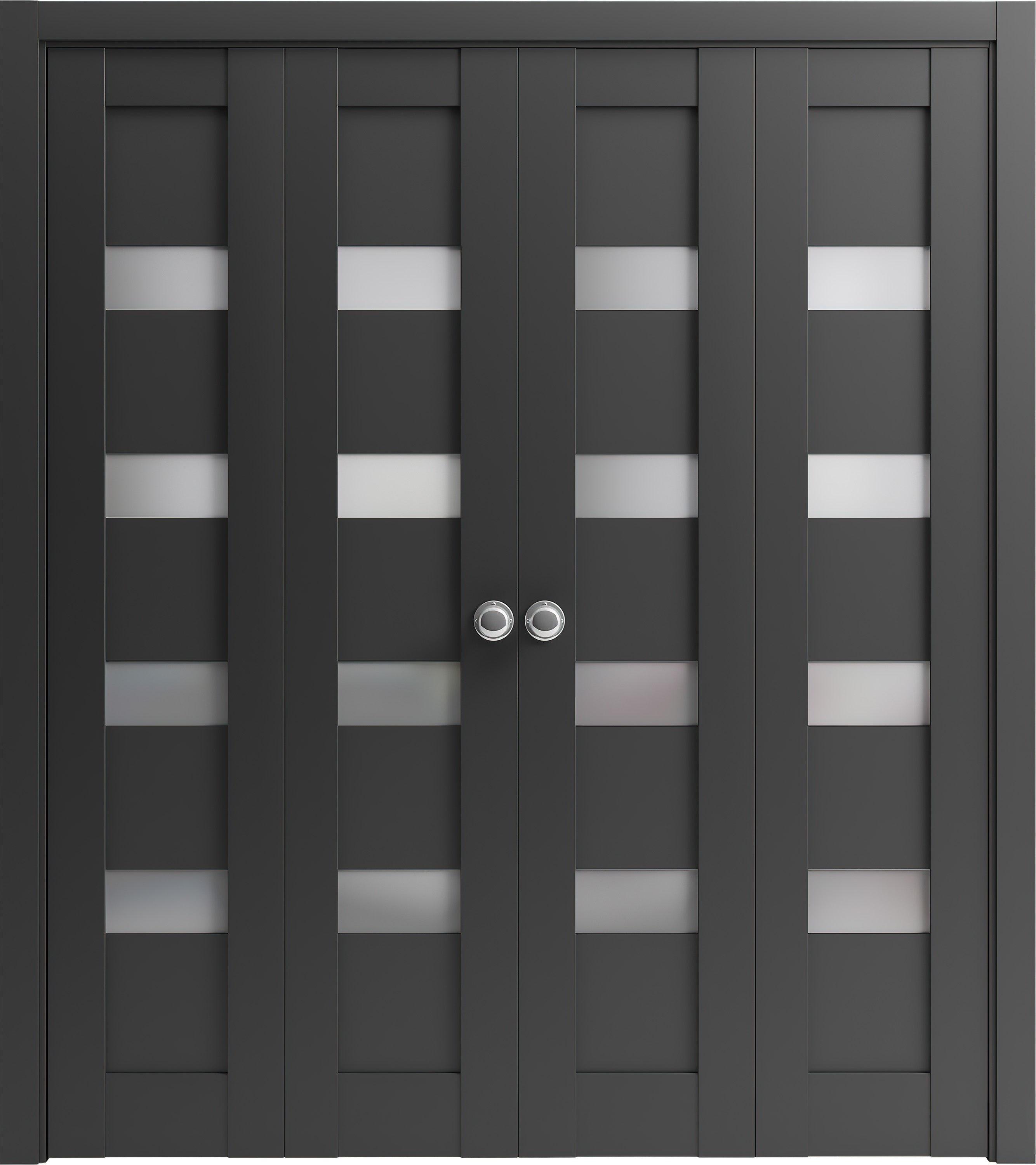 Sliding Closet Double Bi-fold Doors | Quadro 4113 Matte Black with ...