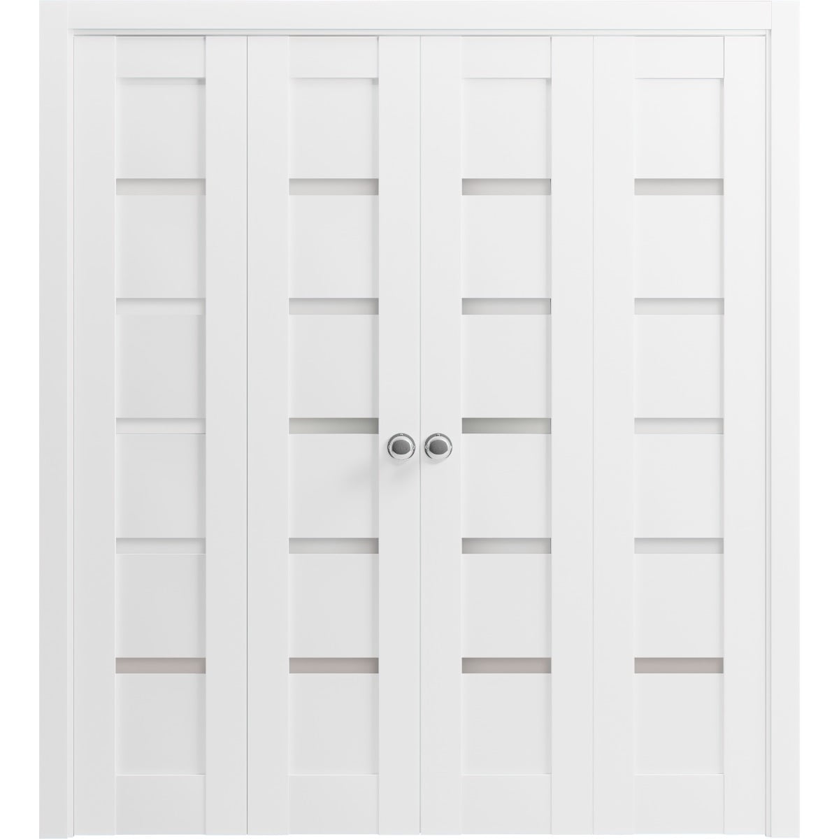 Sliding Closet Double Bi-fold Doors | Quadro 4117 White Silk with ...
