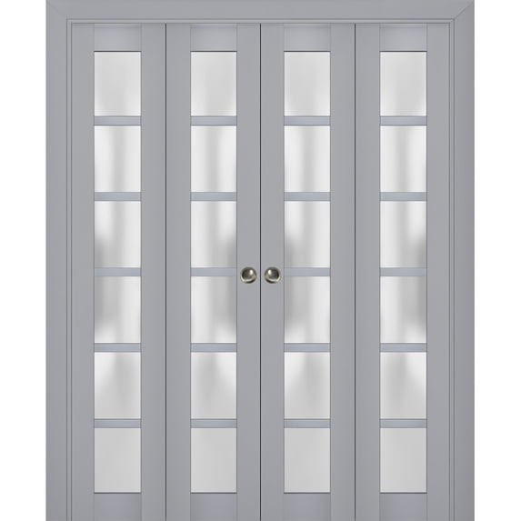 Sliding Closet Double Bi-fold Doors | Veregio 7602 Matte Grey with ...