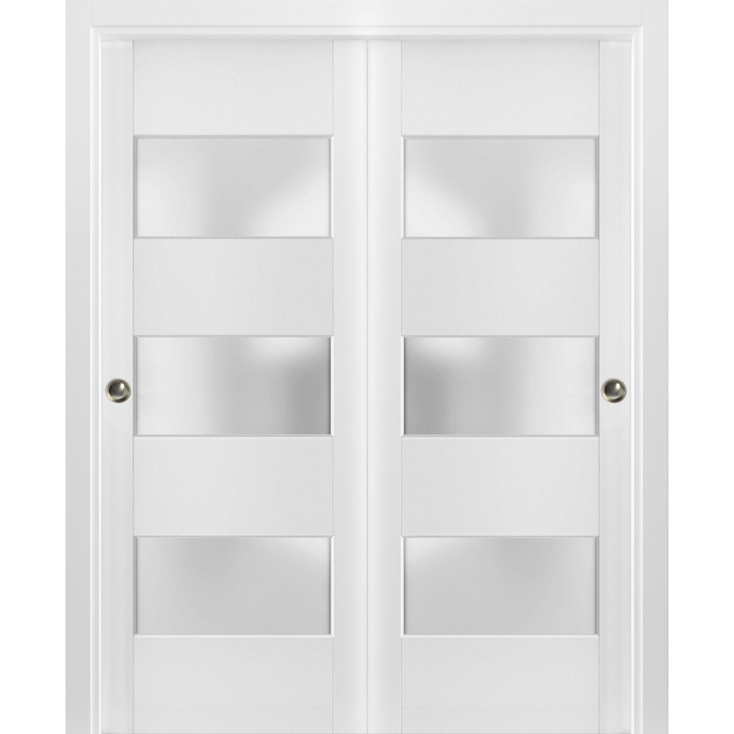Sliding Closet Frosted Glass 3 Lites Bypass Doors 60 x 96 inches ...