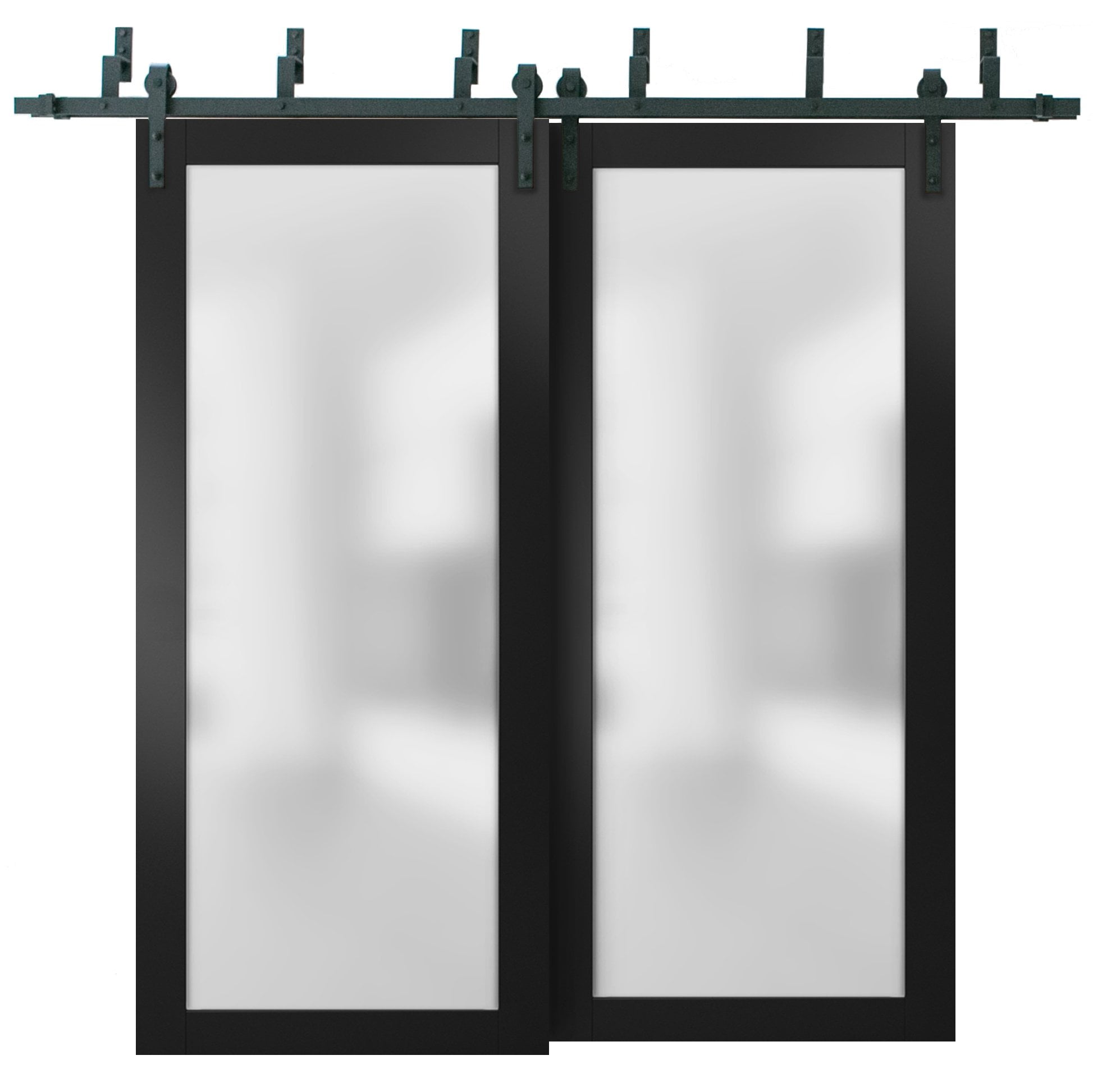 Sliding Closet Frosted Glass Barn Bypass Doors 64 x 80 inches with ...