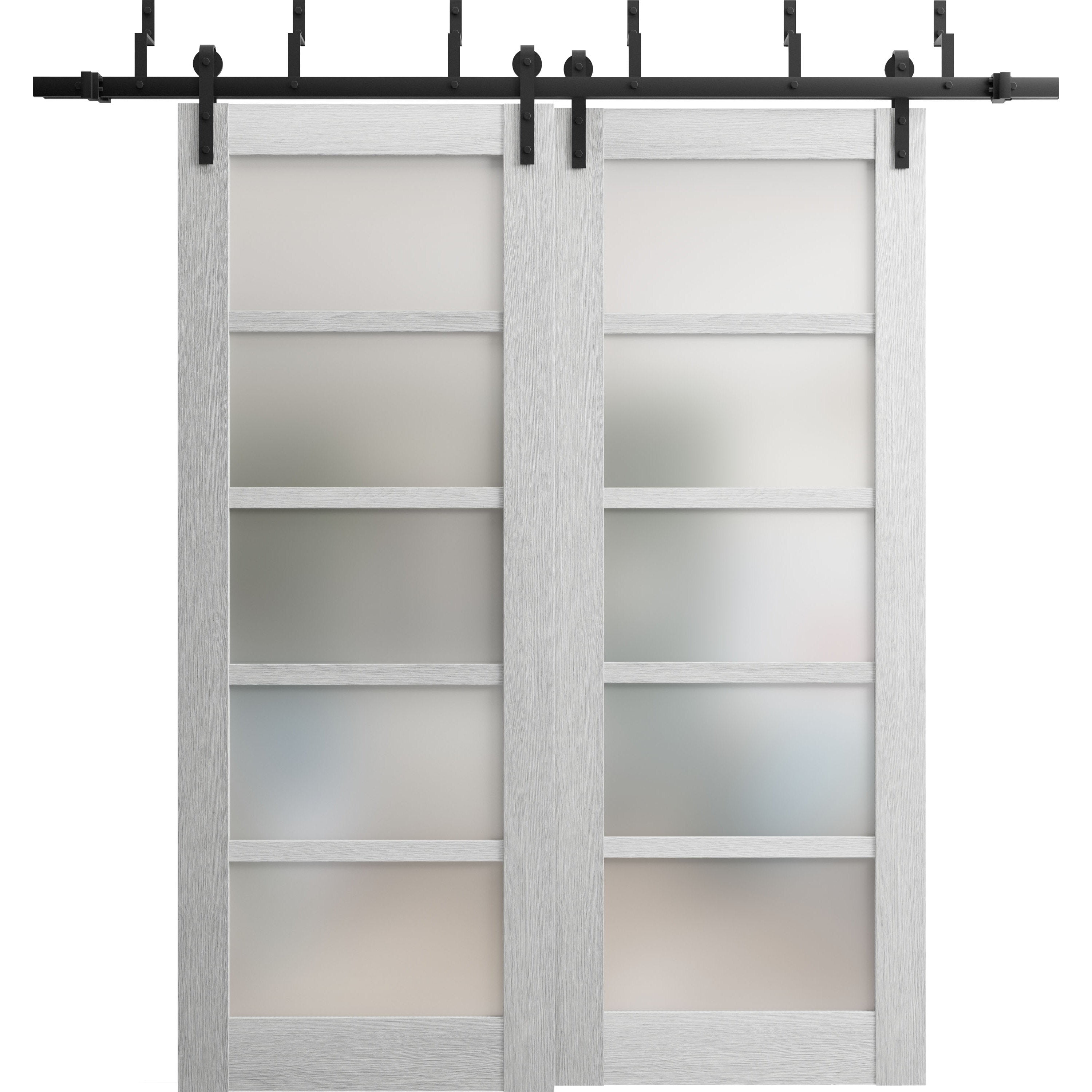Sliding Closet Frosted Glass Barn Bypass Doors | Quadro 4002 Light Grey ...