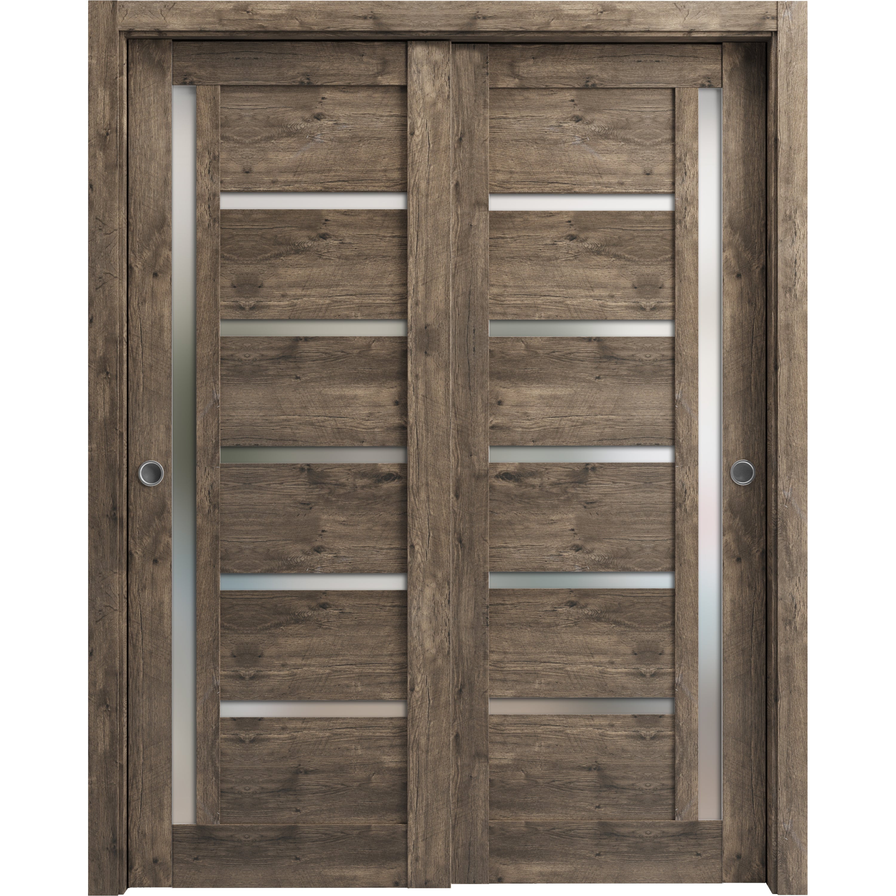 Sliding Closet Frosted Glass Bypass Doors | Quadro 4088 Cognac Oak ...