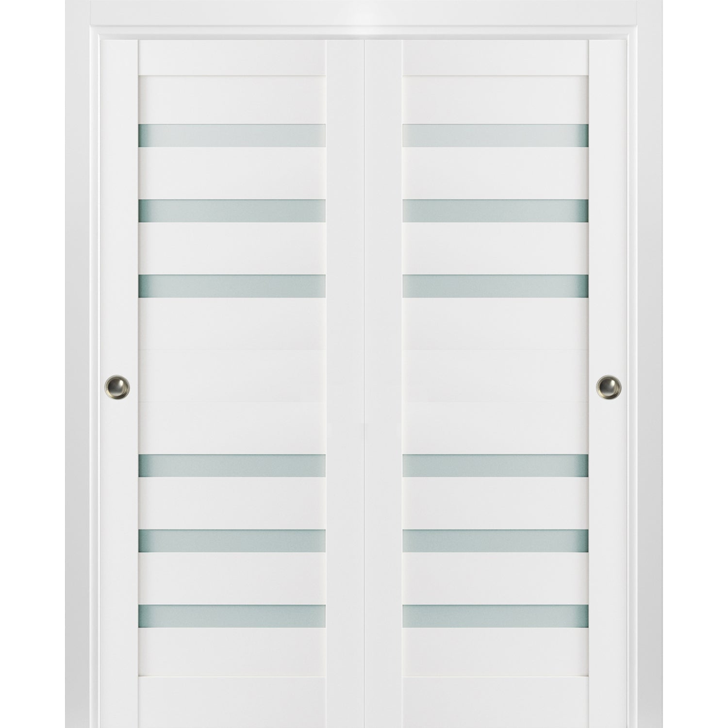 Sliding Closet Frosted Glass Bypass Doors | Quadro 4266 White Silk ...