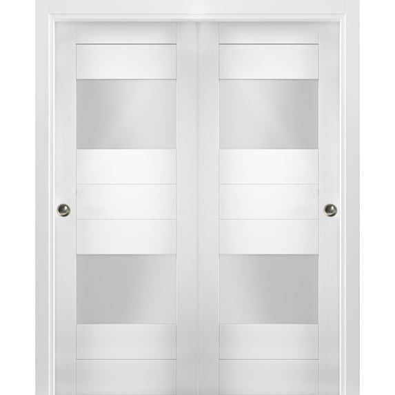 Sliding Closet Opaque Glass 2 Lites Bypass Doors 36 x 84 inches / Sete ...