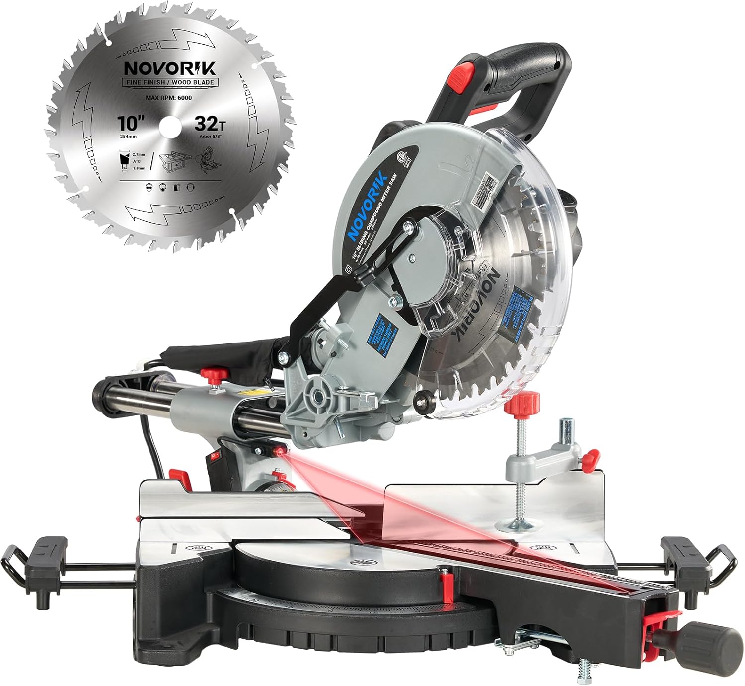 Sliding Compound Miter Saw, 15A 10", Bevel Cut (0°-45°) with Laser ...