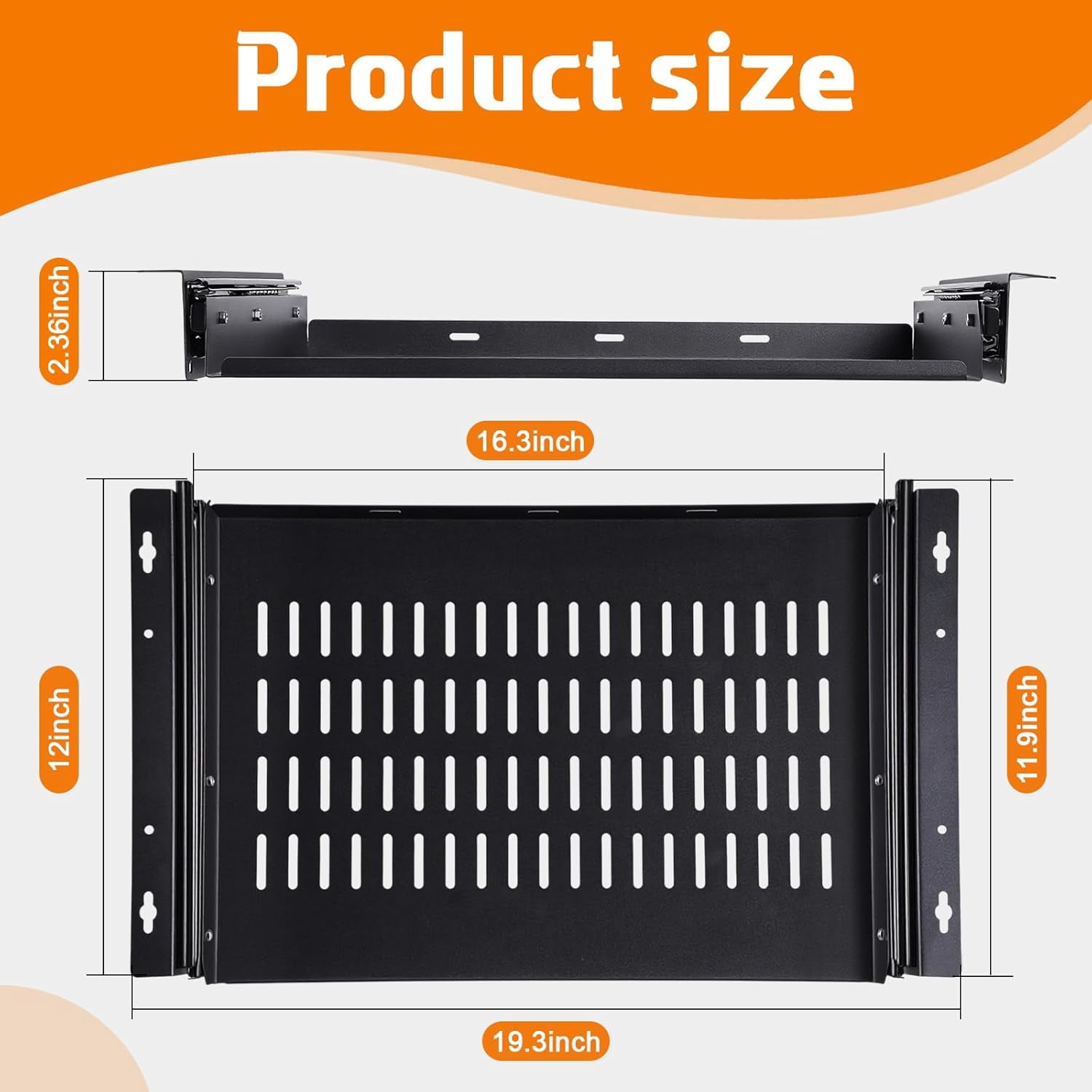 Sliding Under Desk Laptop Mount Shelf with Air Vents 16.3" W x 12" D ...