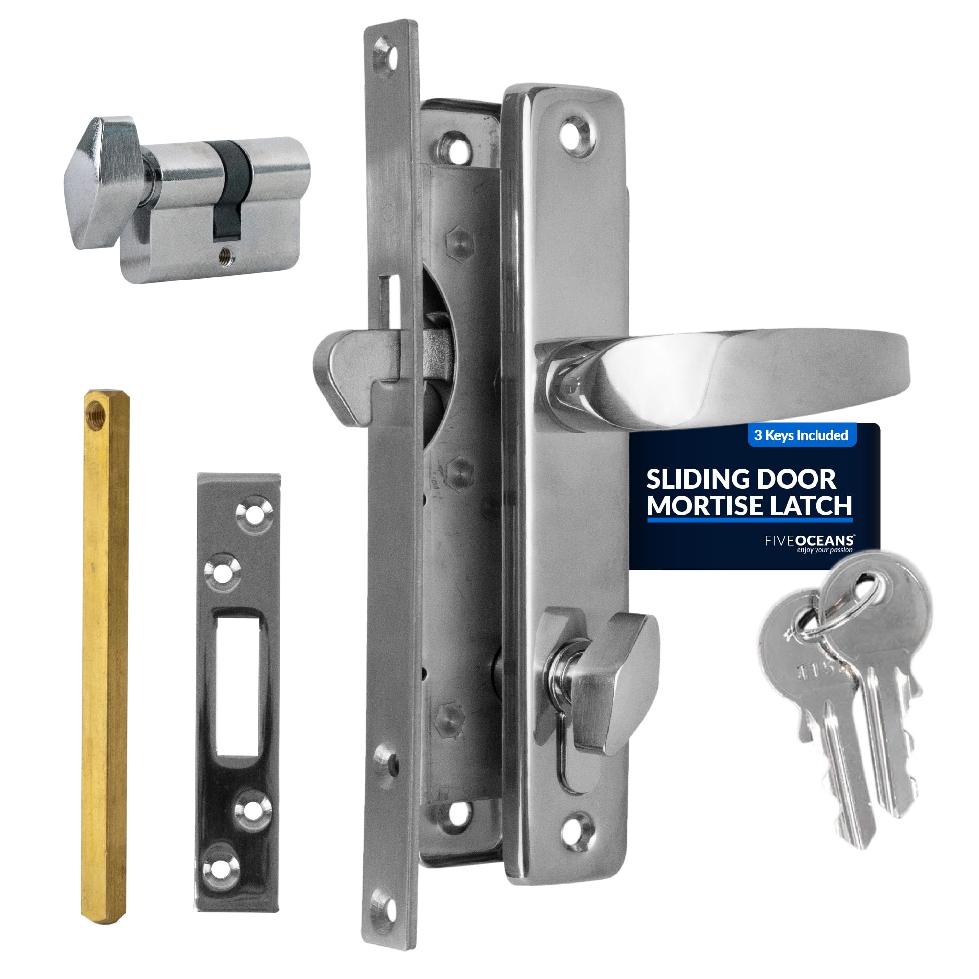 Sliding Door Mortise Latch Set, Stainless Steel, 3 Keys - FO2240 ...