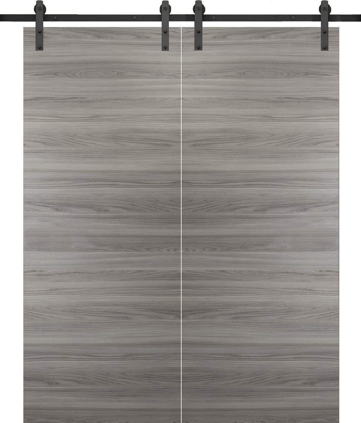 Sliding Double Barn Doors 64 x 84 | Planum 0010 Ginger Ash | 13FT Rails Hangers Stops Hardware ...