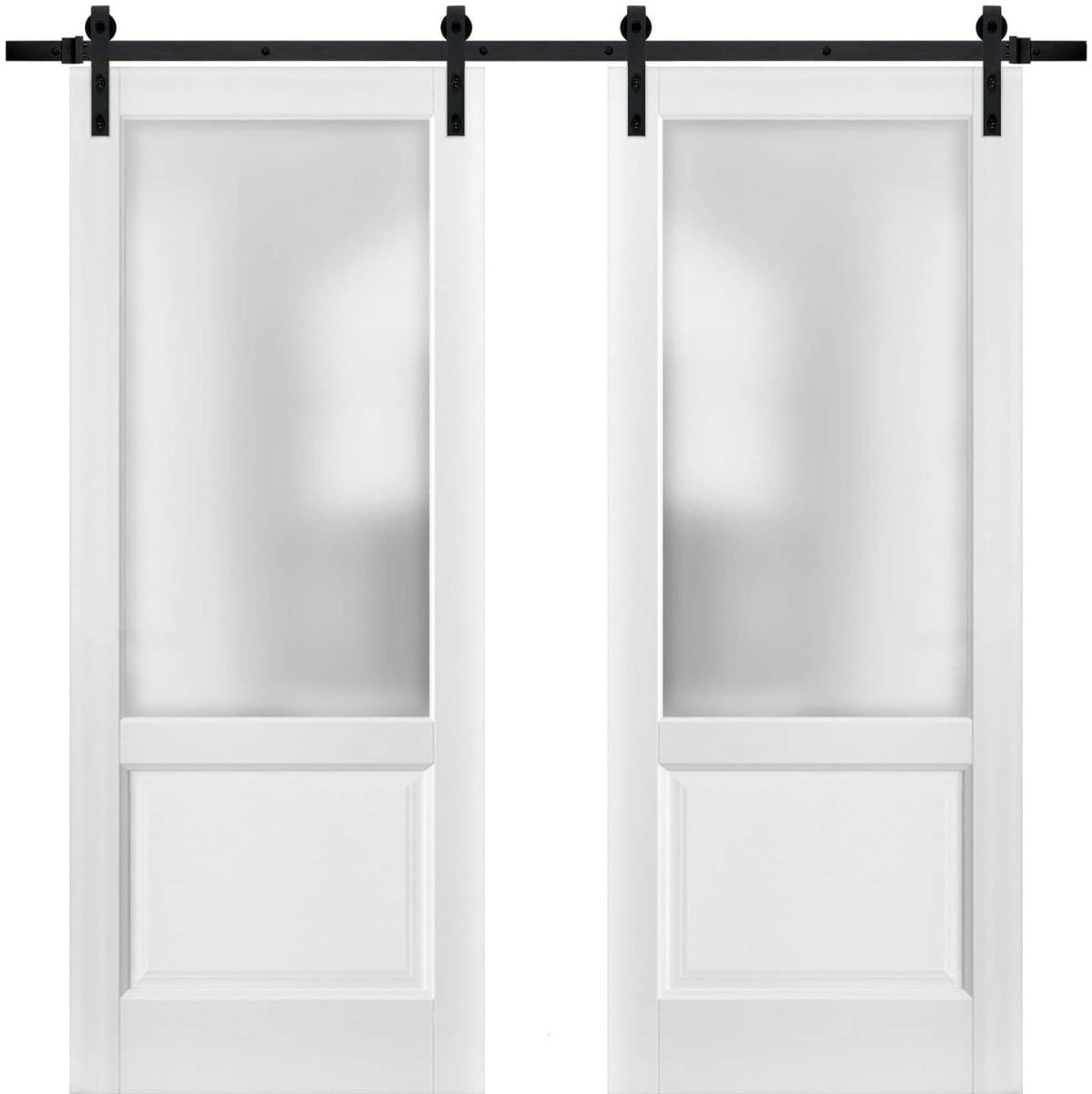 Sliding Double Barn Doors with Hardware | Lucia 22 White Silk with ...