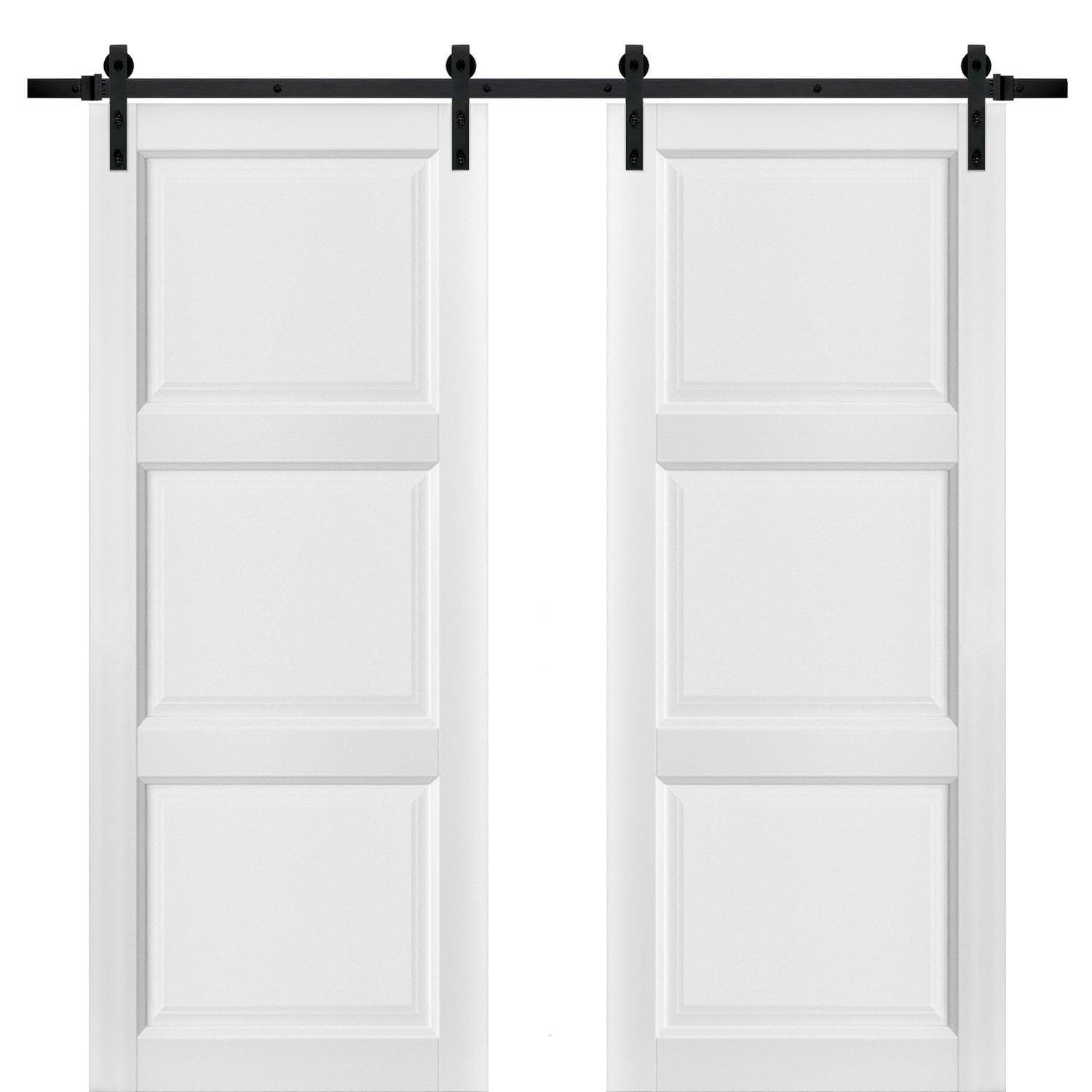 Sliding Double Barn Doors with Hardware | Lucia 2661 White Silk | 13FT ...