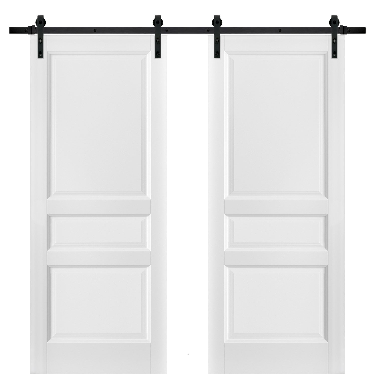 Sliding Double Barn Doors with Hardware | Lucia 31 White Silk | 13FT ...