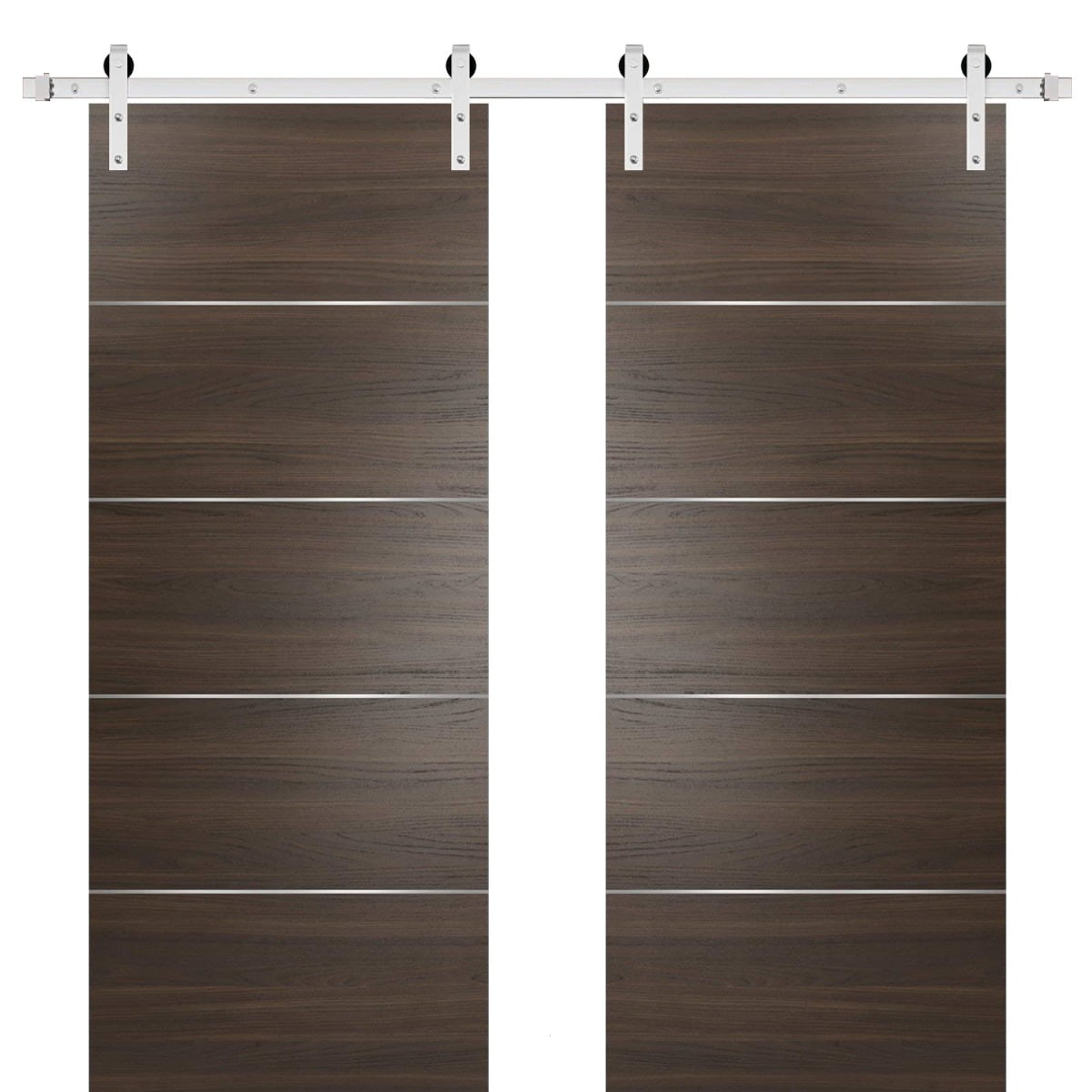 Sliding Double Barn Doors with Hardware | Planum 0020 Chocolate Ash ...