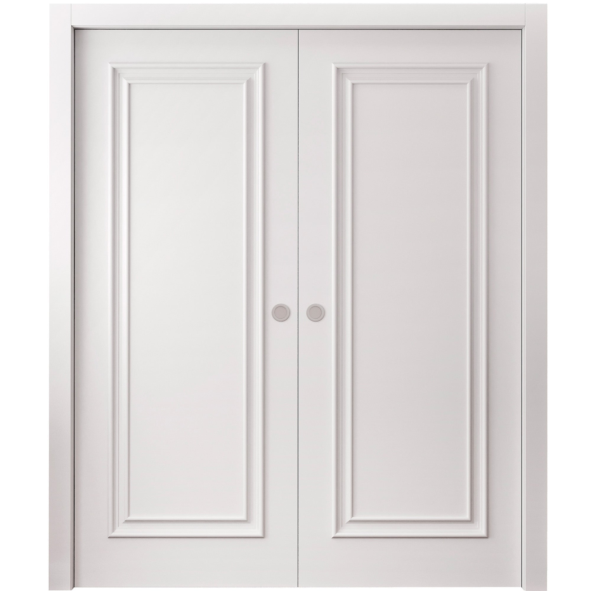 Sliding Double Pocket Doors 48 x 84 inches | CLASSIC 1189 White Enamel | Kit Rail Hardware ...