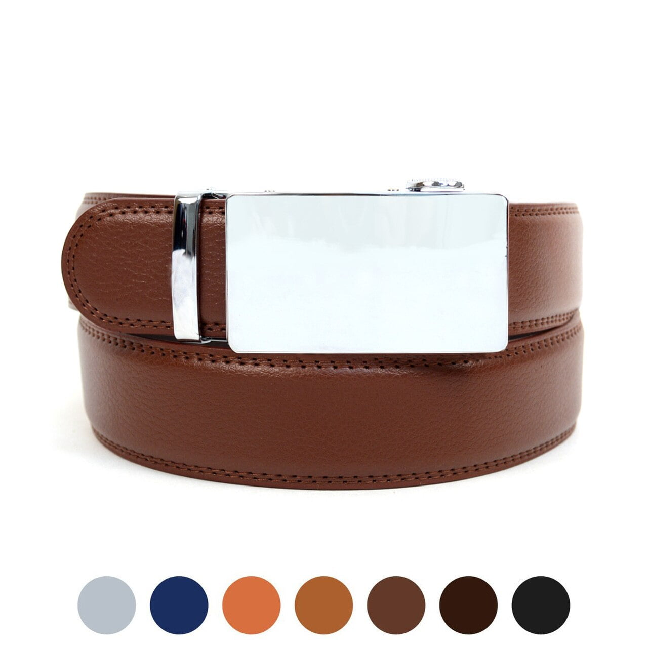 Sliding Dress Belt with Brushed Automatic Buckle - Men's Slide Belt ...