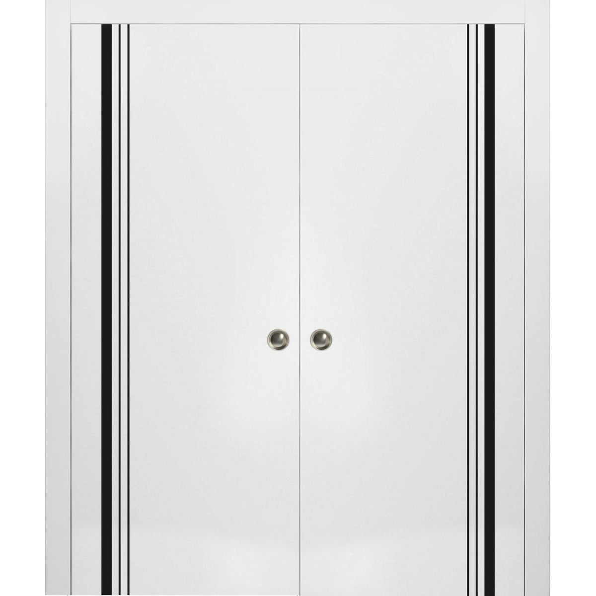 Sliding French Double Pocket Doors 36 x 80 inches | Planum 0011 White ...