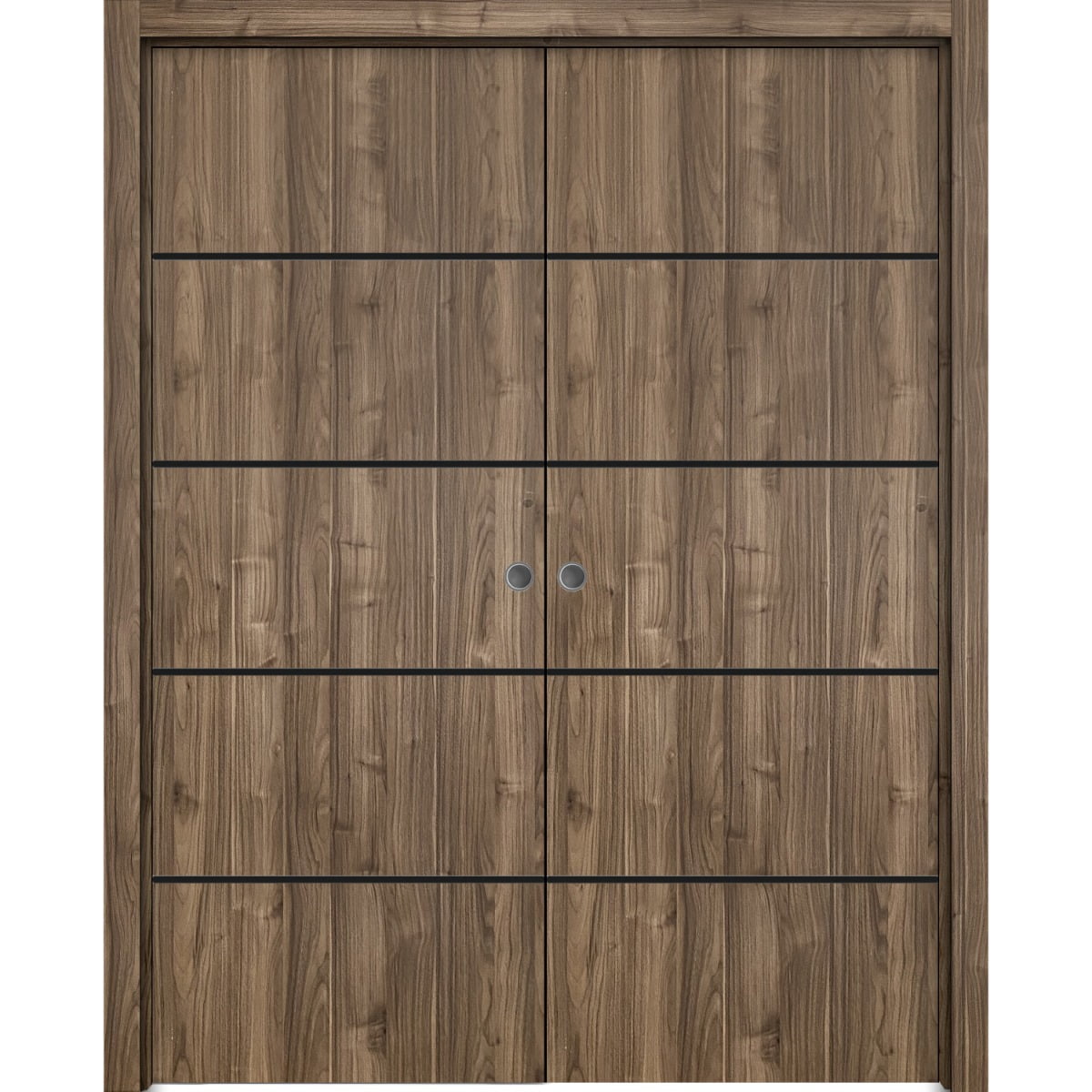 Sliding French Double Pocket Doors 36 x 80 inches | Planum 0015 Walnut ...