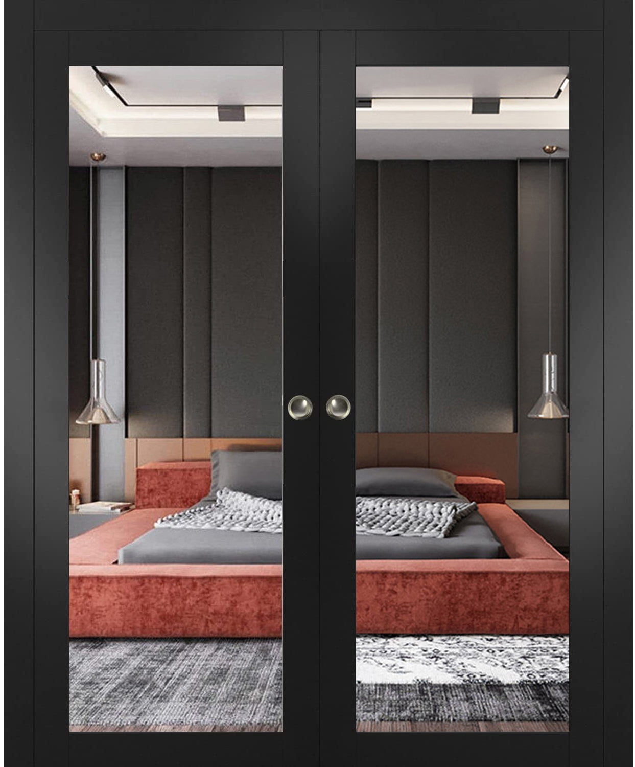 Sarto Doors Sliding French Double Pocket Doors 56x80 | Lucia 1299 Matte ...