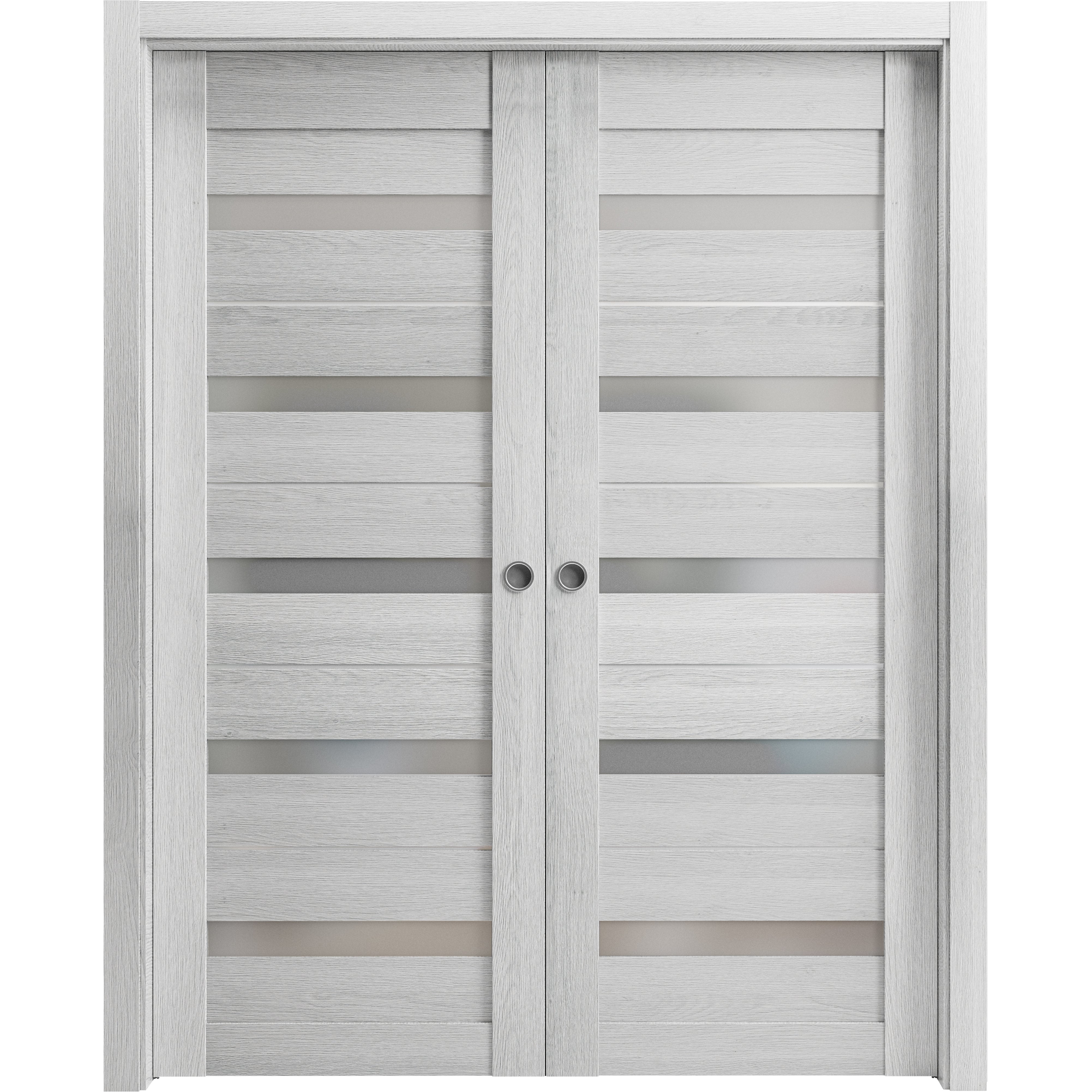 Sliding French Double Pocket Doors 60 x 80 inches | Quadro 4445 Light ...