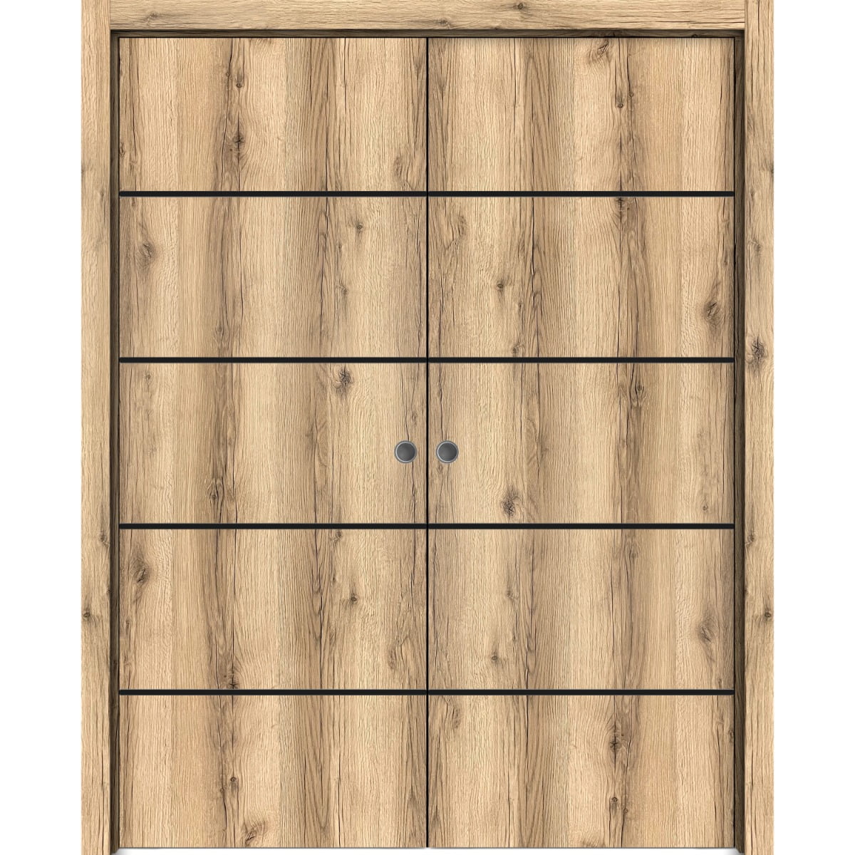 Sliding French Double Pocket Doors 64 x 80 inches | Planum 0015 Oak ...