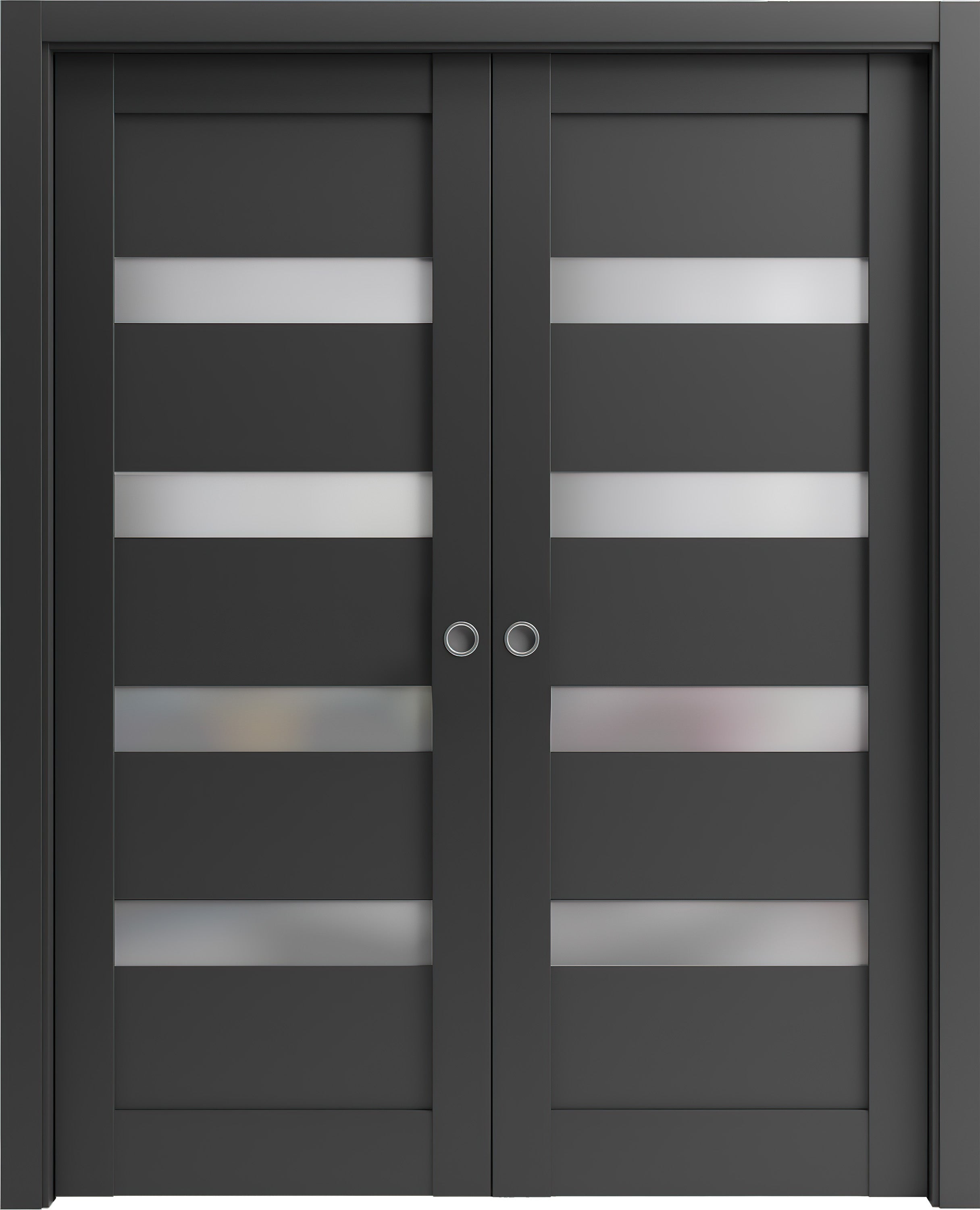 Sliding French Double Pocket Doors 64 x 80 inches | Quadro 4113 Matte ...