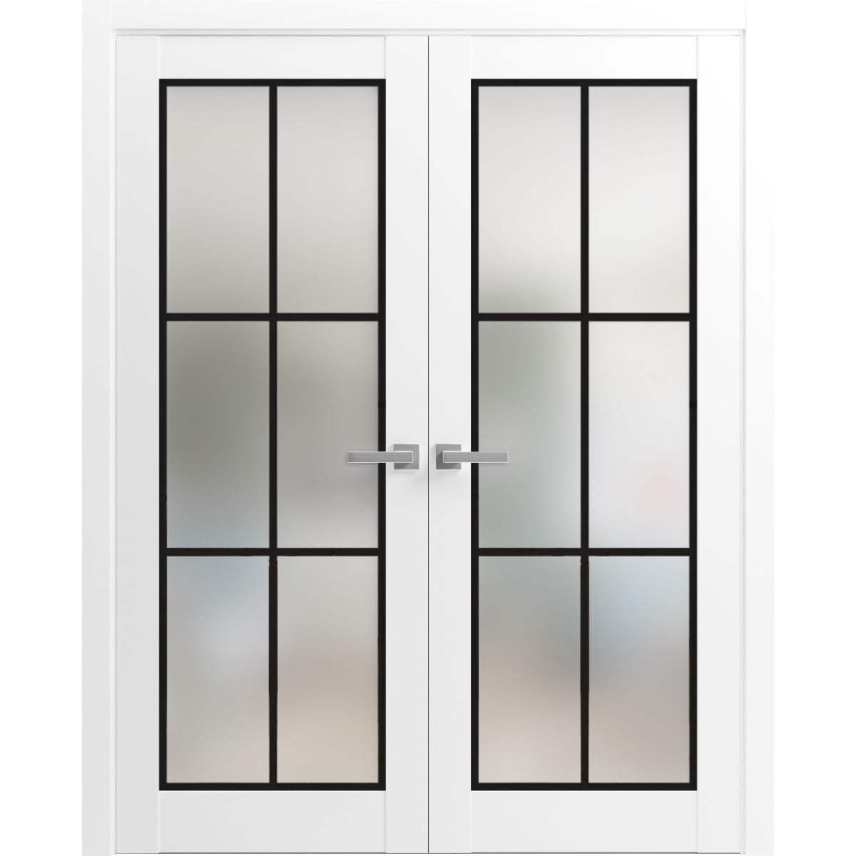 Solid French Double Doors 64 x 84 inches | Planum 2122 White Silk ...