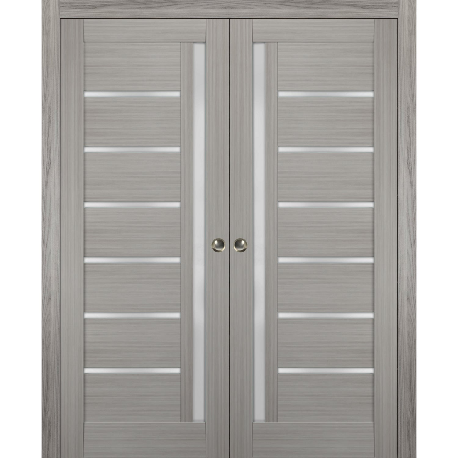 Sliding French Double Pocket Doors 72 x 80 inches Frosted Glass ...