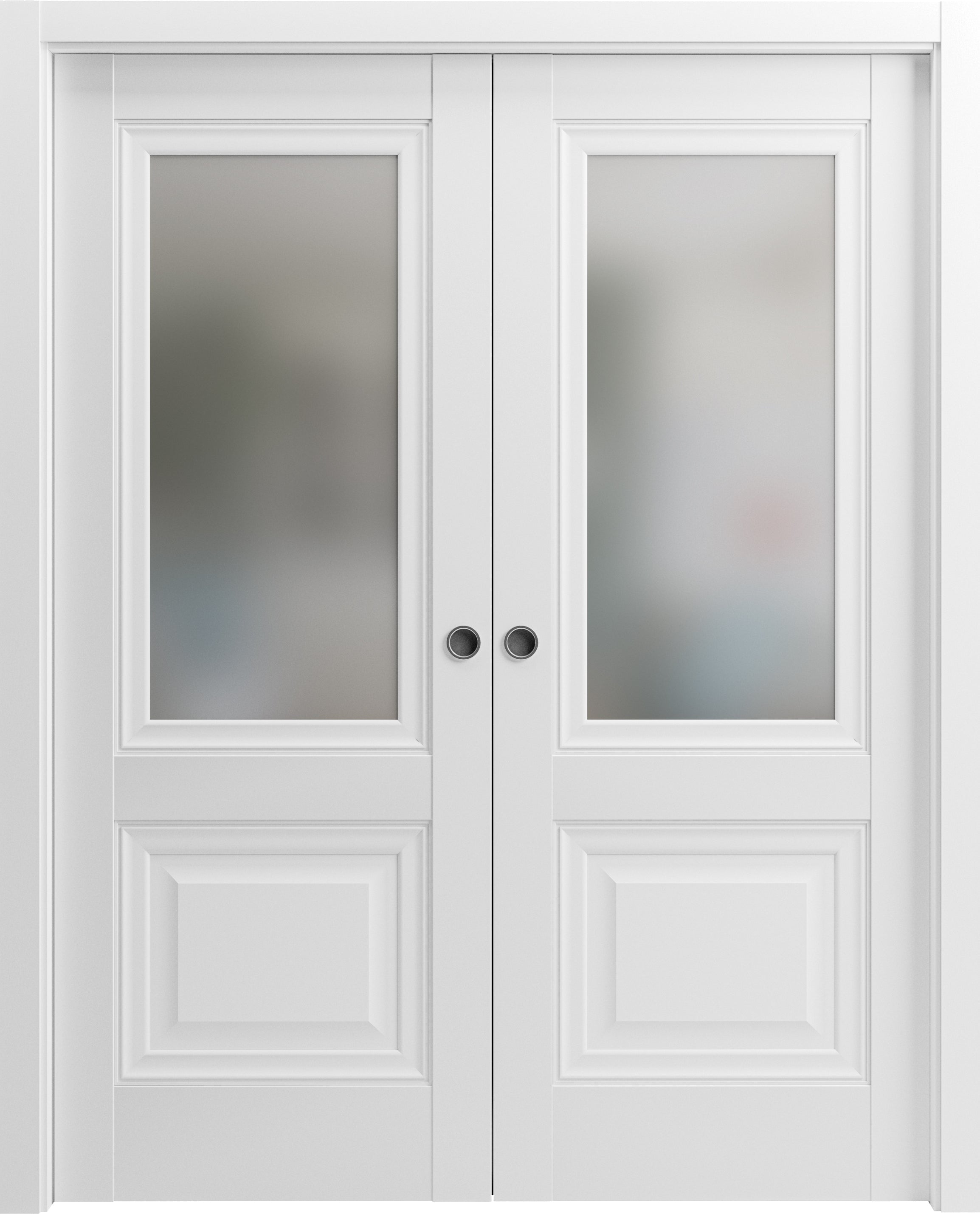 Sliding French Double Pocket Doors 72 x 80 inches | Lucia 8822 White ...