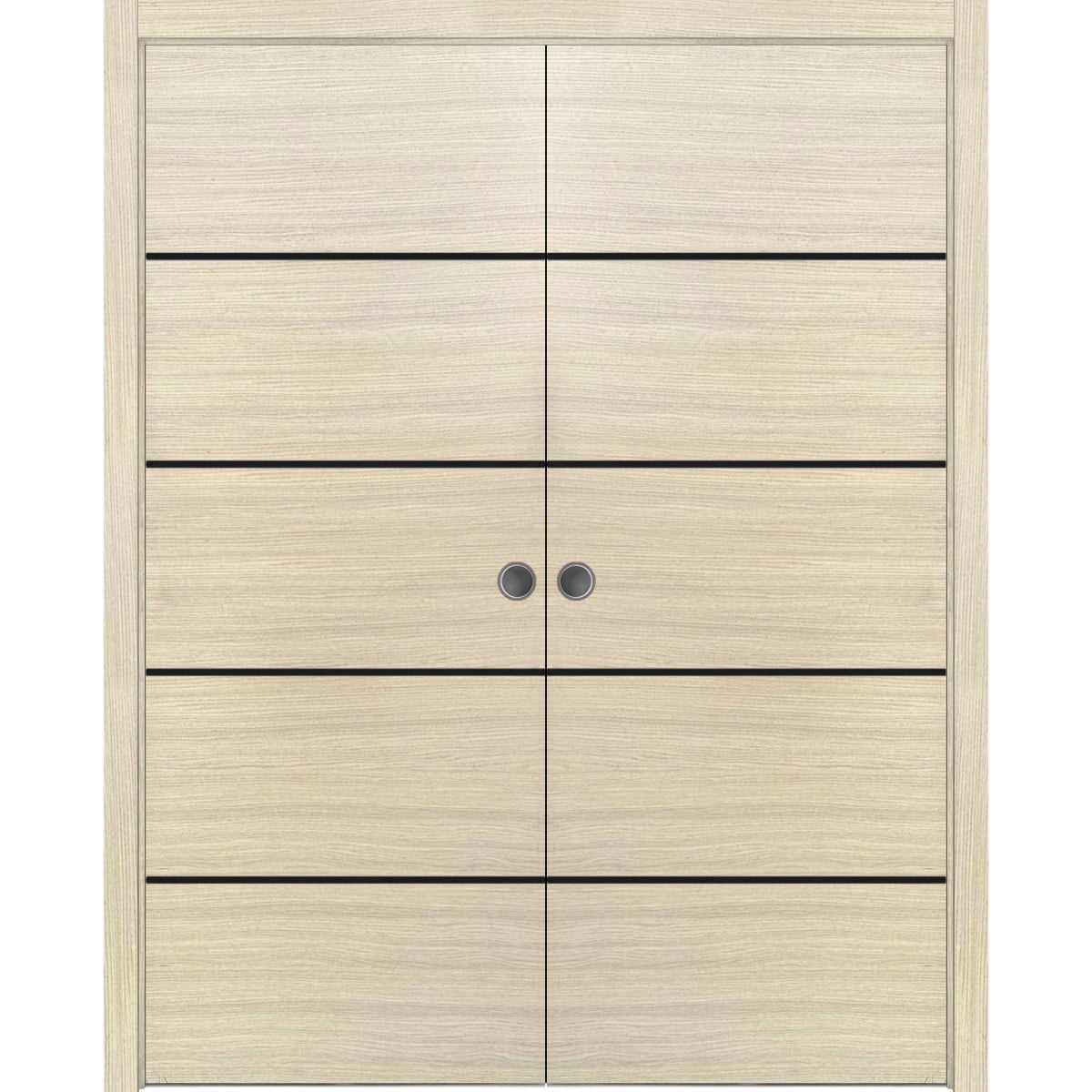 Sliding French Double Pocket Doors 72 x 96 inches | Planum 0015 Natural ...